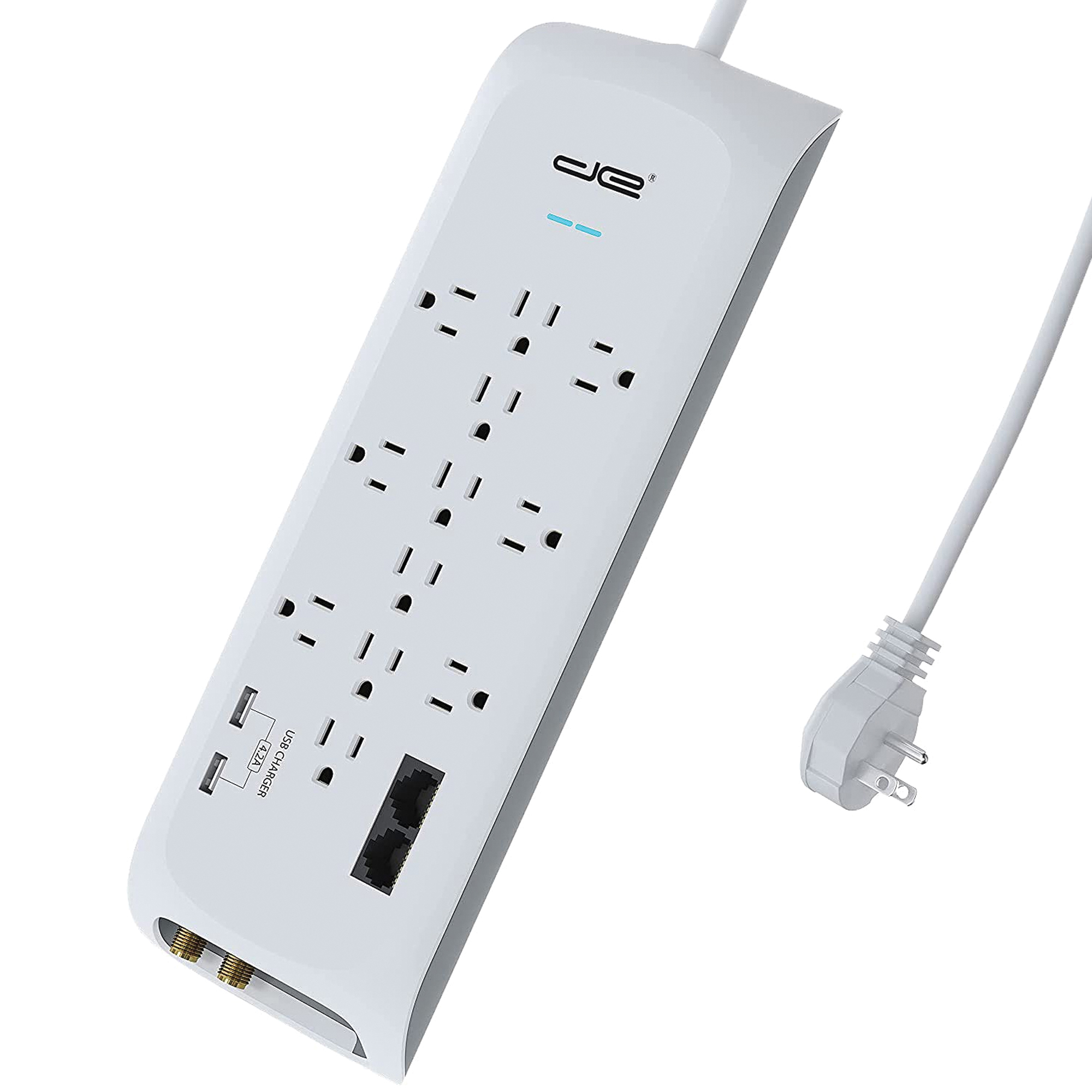 Digital Energy, 12-Outlet Surge Protector with 2 USB Ports, Cord Length ...
