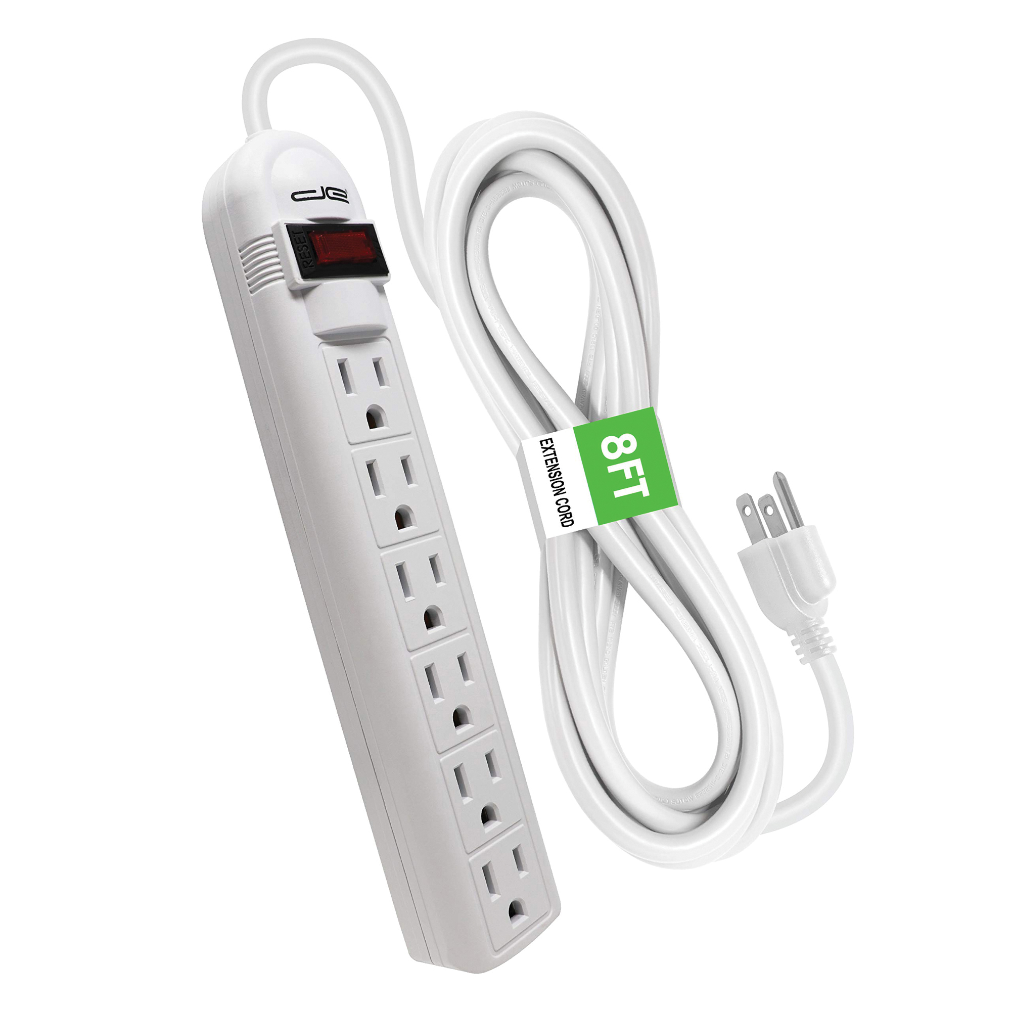 Digital Energy, 6-Outlet Surge Protector Power Strip, White, Cord ...