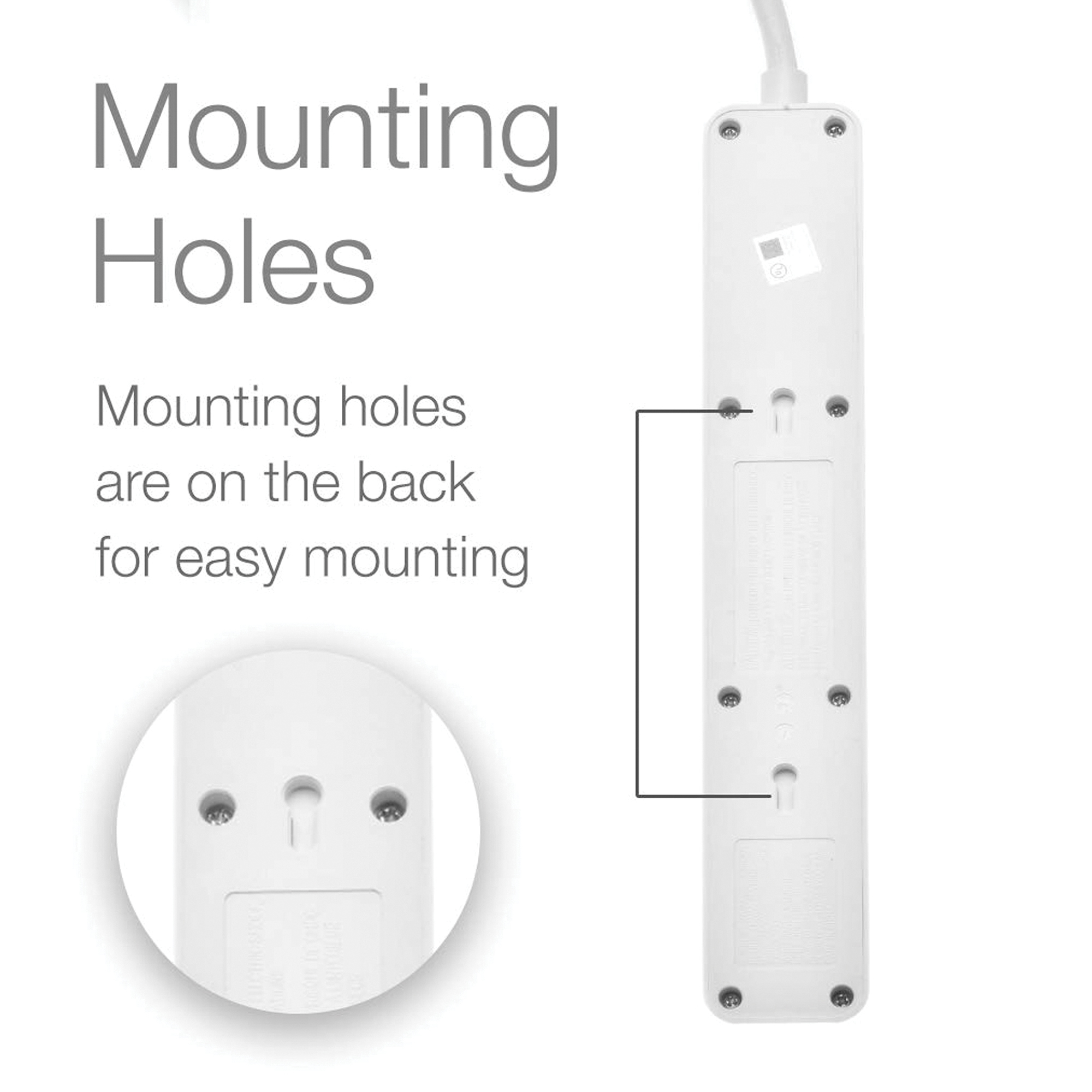 Digital Energy, 6-Outlet Surge Protector Power Strip, White, Cord ...