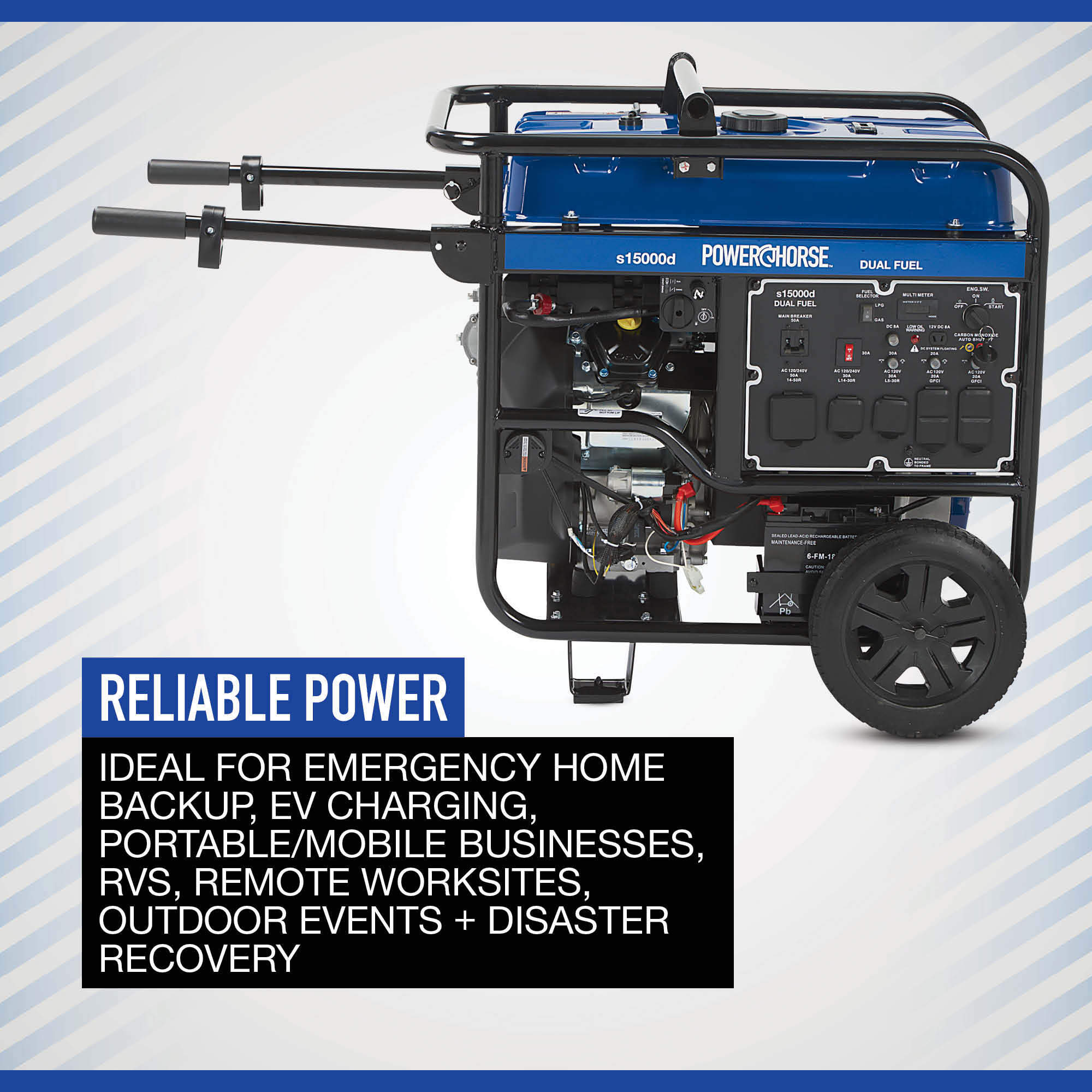 Powerhorse Dual-Fuel Generator, 15,000 Surge Watts, 12,000 Rated Watts ...