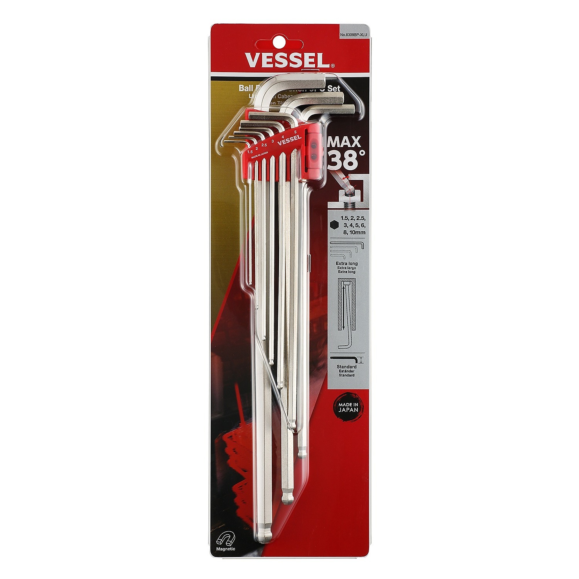 Vessel, Ball Point Hex L-Key Wrench Extra Long Type set, Model ...