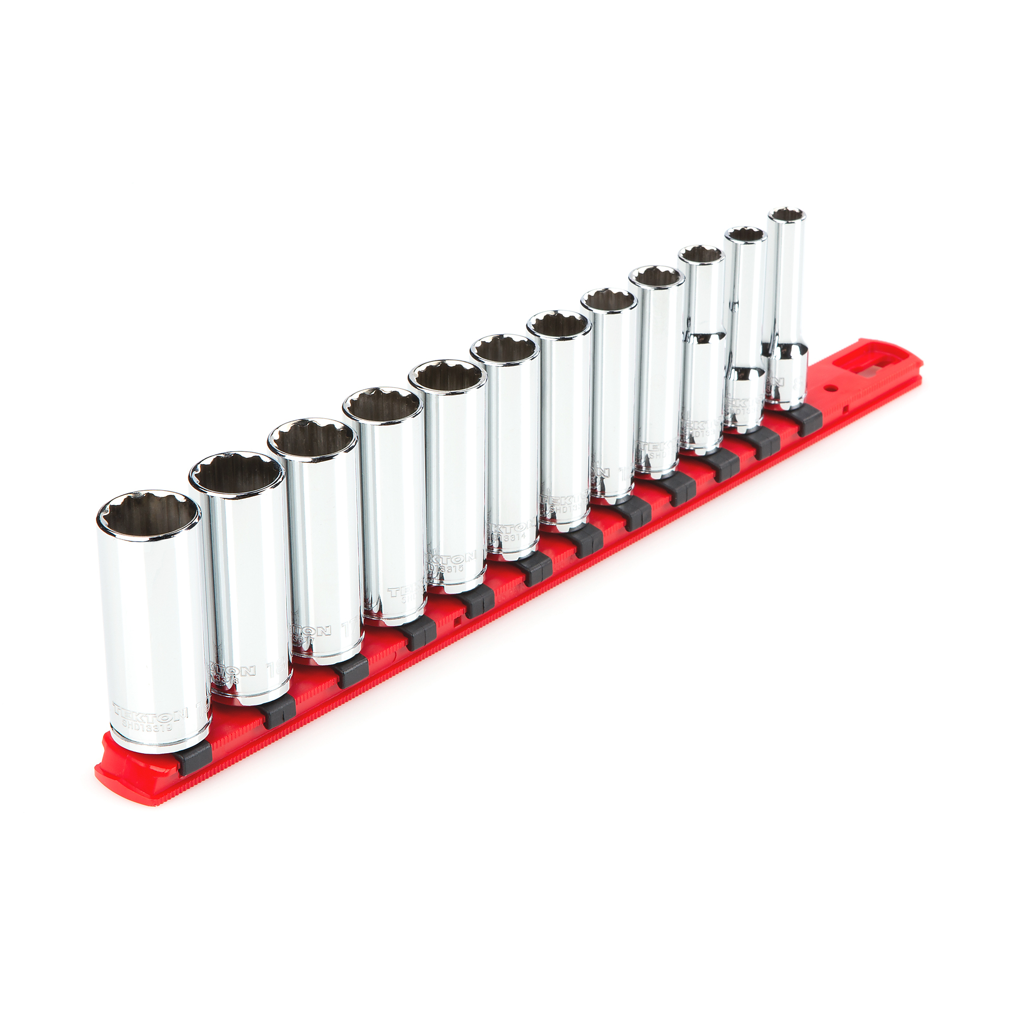 Tekton, 12pc 3/8in. Dr Dp 12pt Socket Set w/Rail (8-19 mm), Model ...