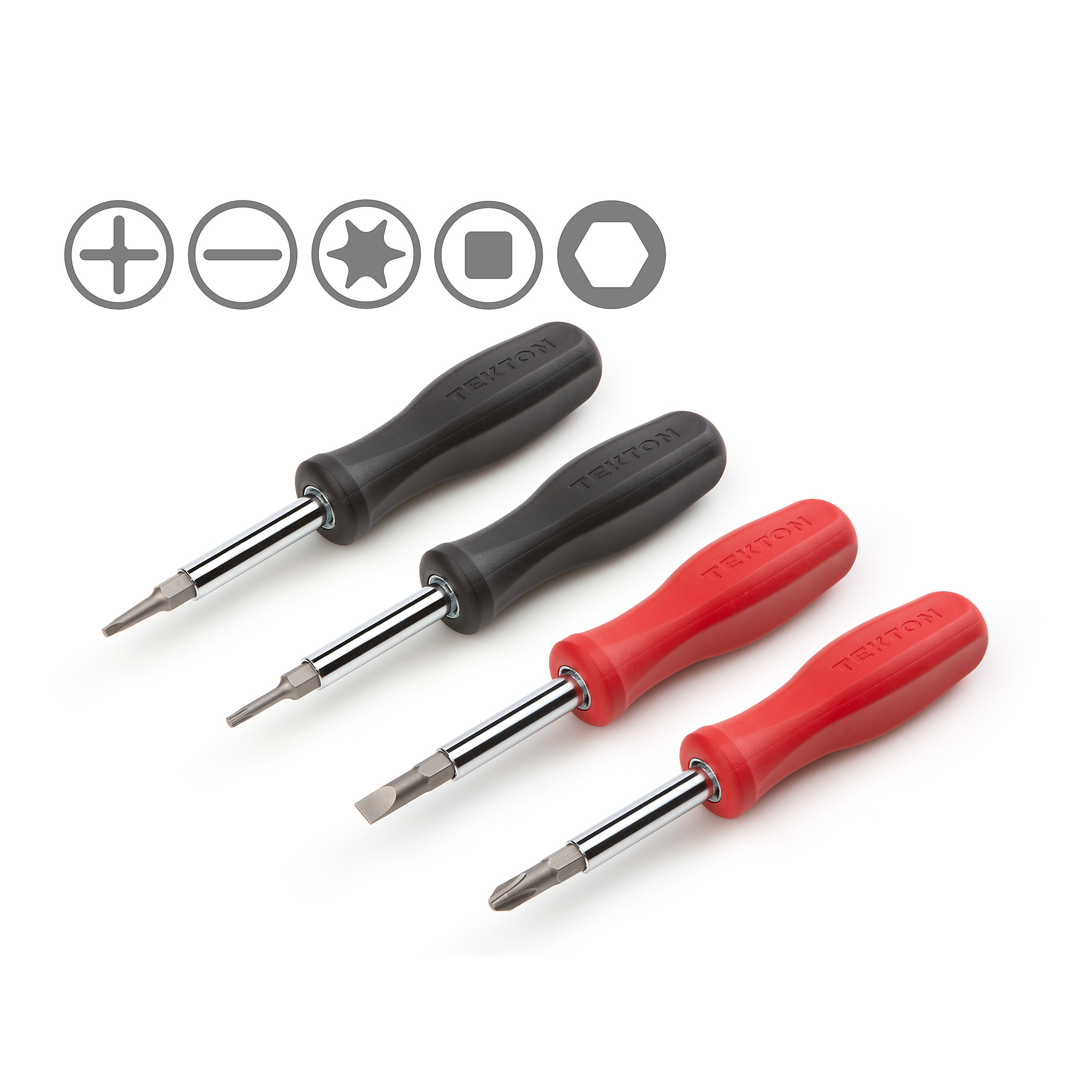 Tekton, 6in.-1 Driver Set, 4-Piece (Phil/Slot/Torx/Sq), Drive Type ...