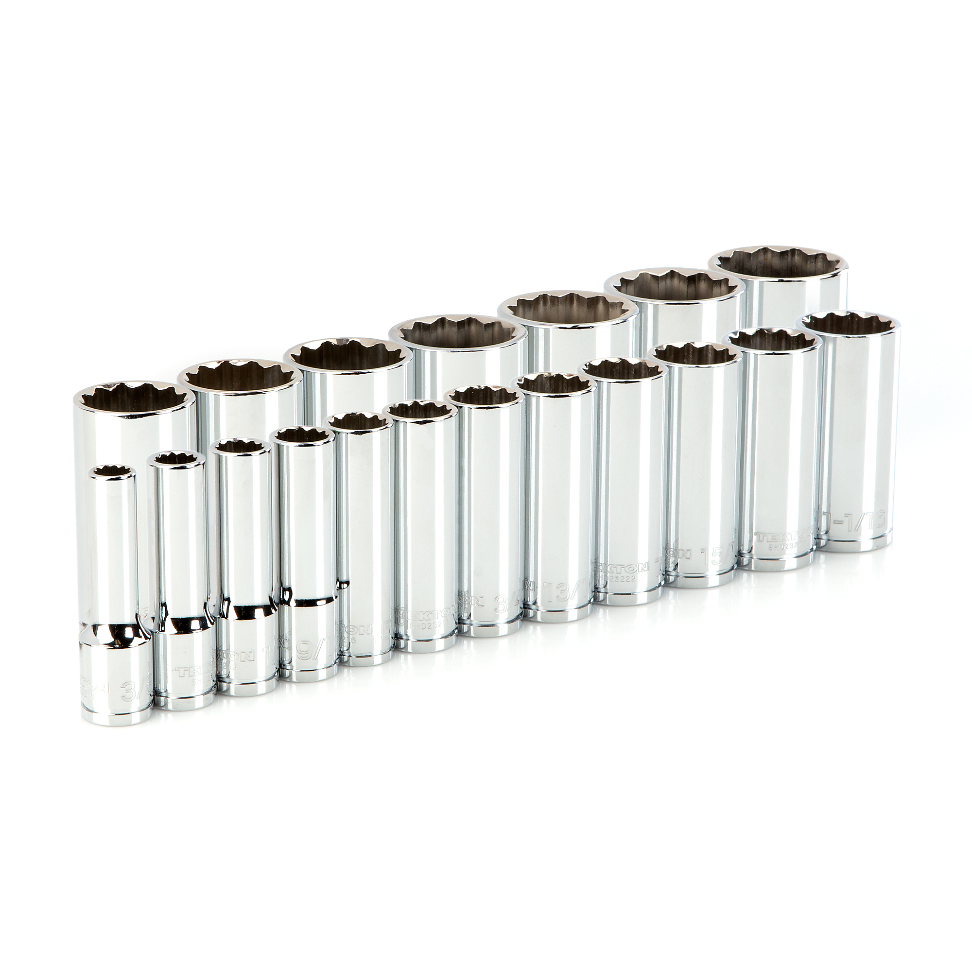 Tekton 1/2in. Drive Deep 12-Point Socket Set - 19-Pc., 3/8in. to 1-1 ...