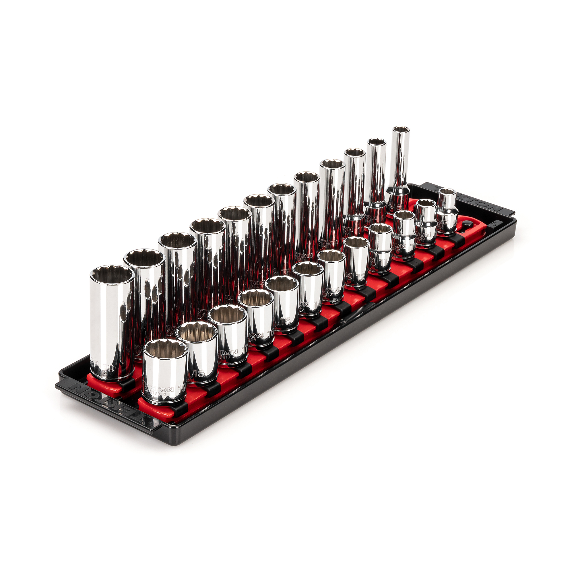 Tekton, 3/8in. Dr 12pt Socket Set w/Rails, 24pc (8-19 mm), Model ...