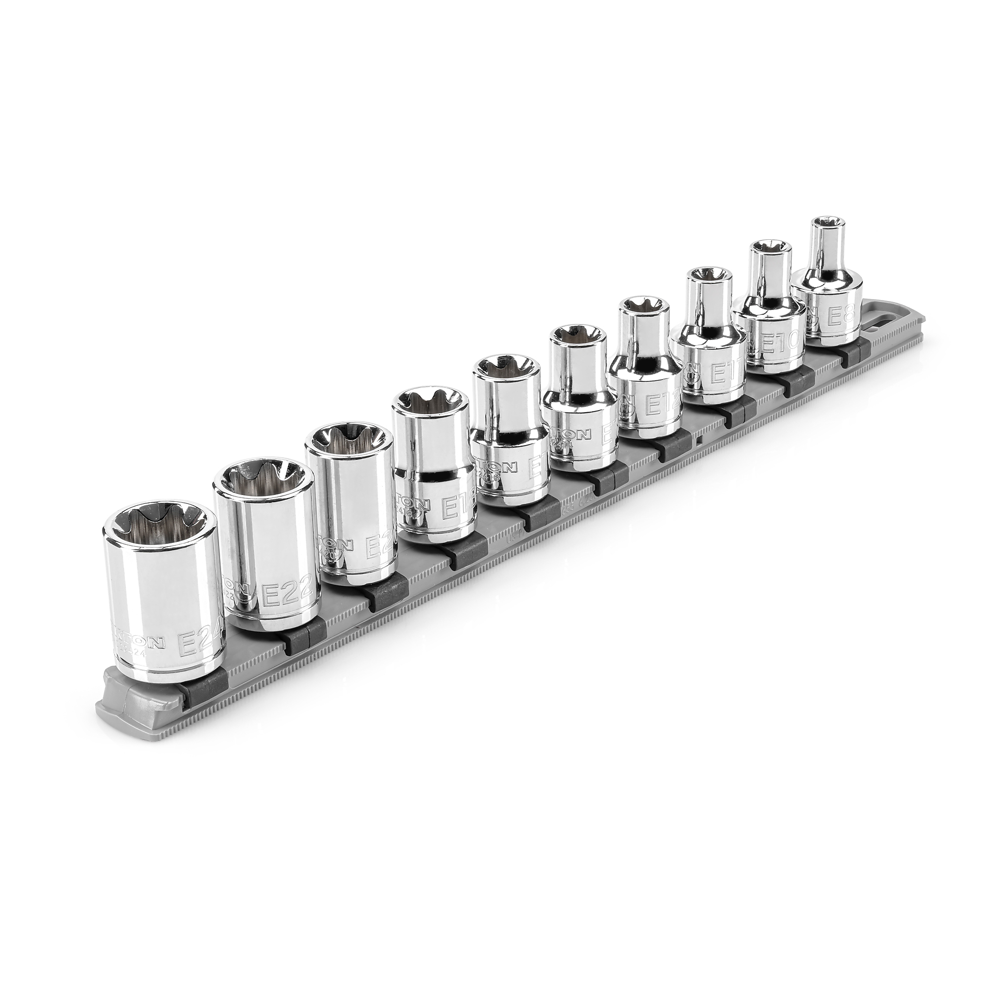 Tekton, 1/2in. Dr E-Star Socket Set w/Rail, 10pc (E8-E24), Model# SHD92117 | Northern Tool