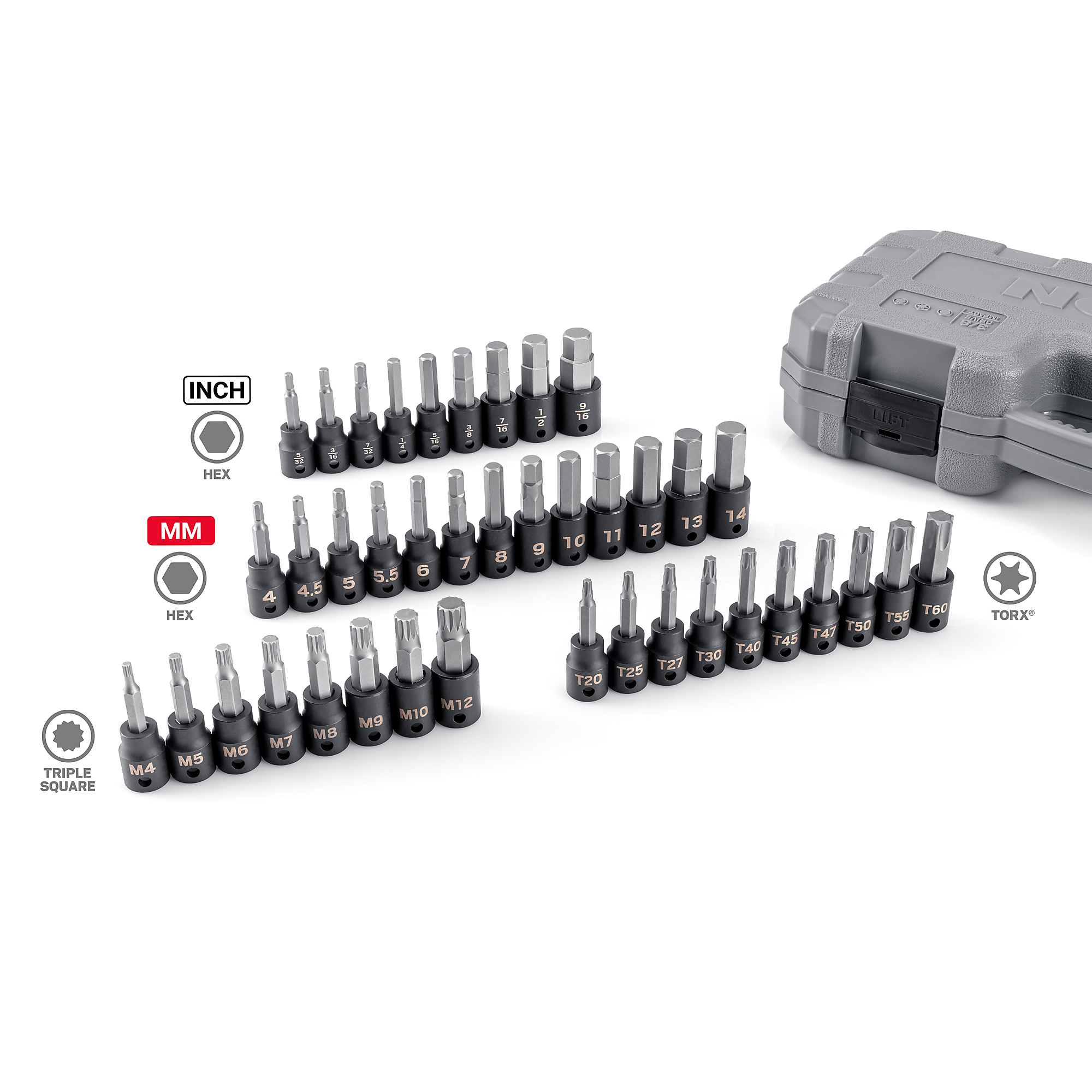 Tekton 40-Piece Impact Bit Socket Set - 3/8in. Drive, Hex/Torx/Triple ...