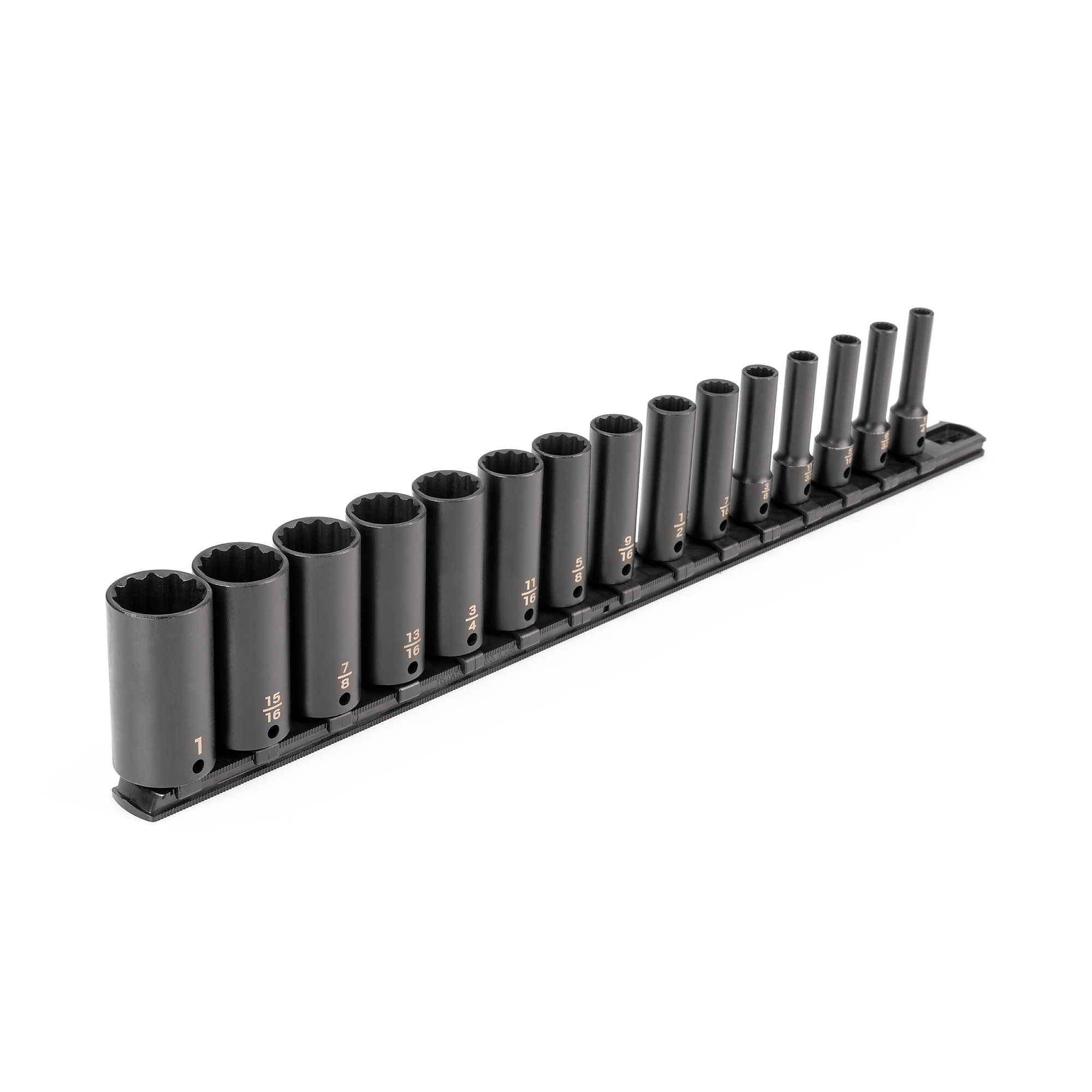 Tekton 15-Pc. 3/8in. Drive Deep 12-Point Impact Socket Set with Rail ...