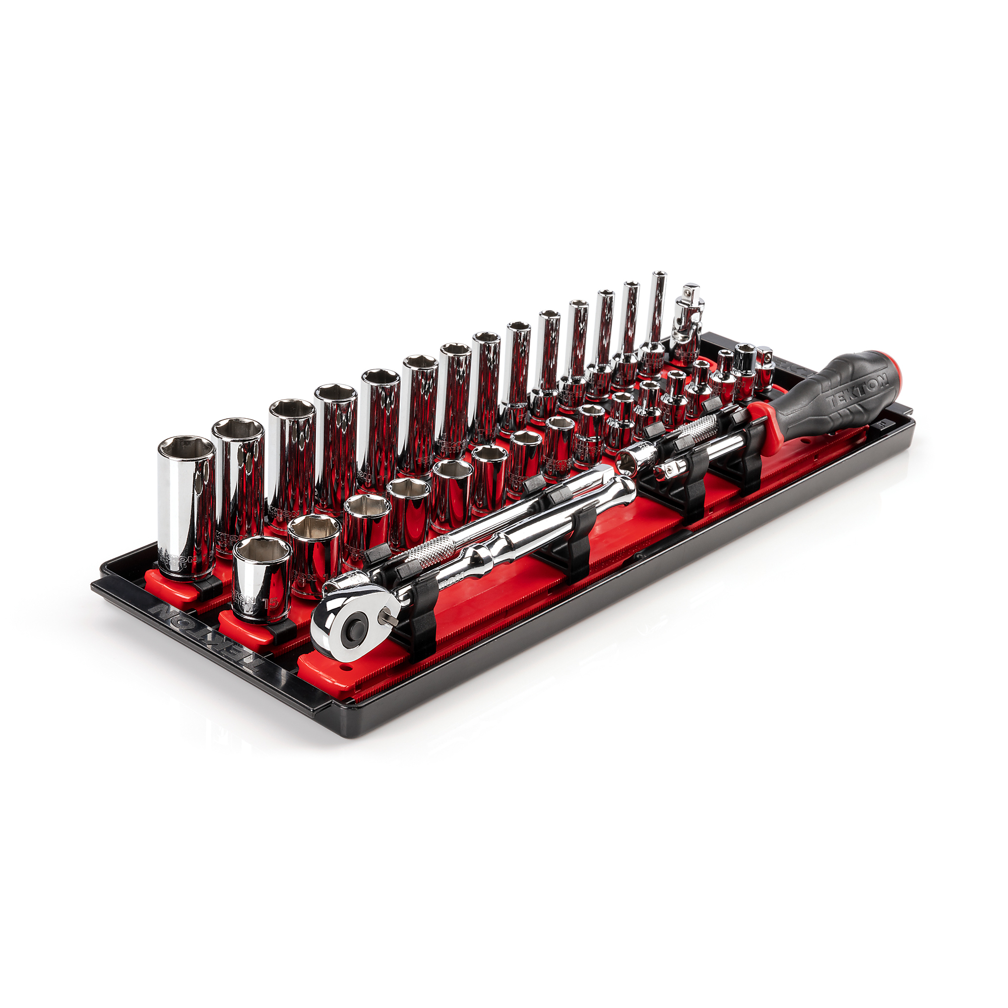 Tekton, 35pc 1/4in. 6p Socket/Ratchet Set w/Rails (4-15 mm), Model ...