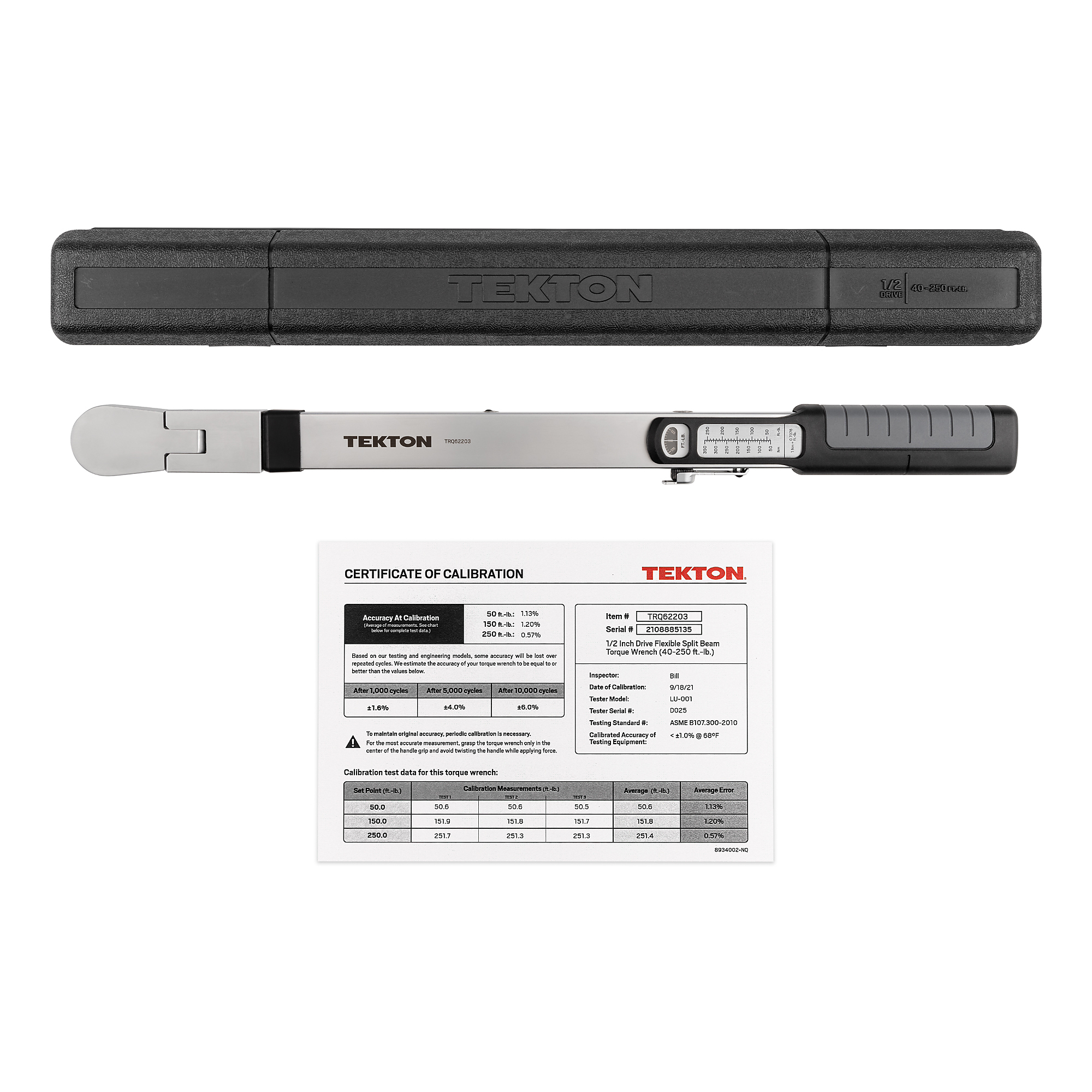 Tekton Split Beam Torque Wrench - 1/2in. Drive, 40-250 ft.-lb ...
