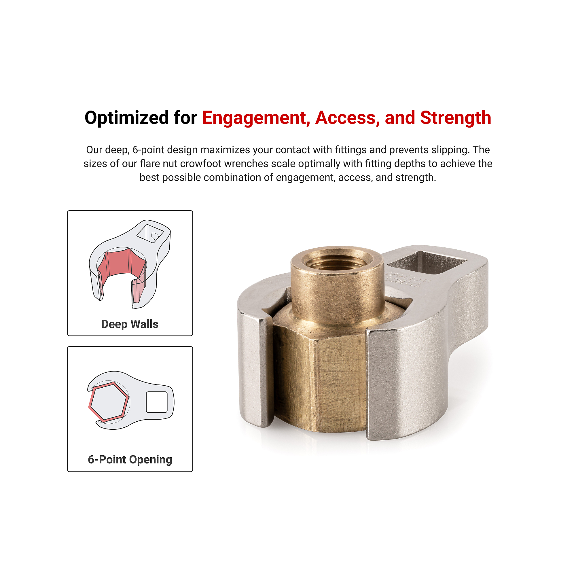 Tekton, 3/8in. Dr x 15/16in. 6pt Flare Nut Crowfoot Wrench, Model ...