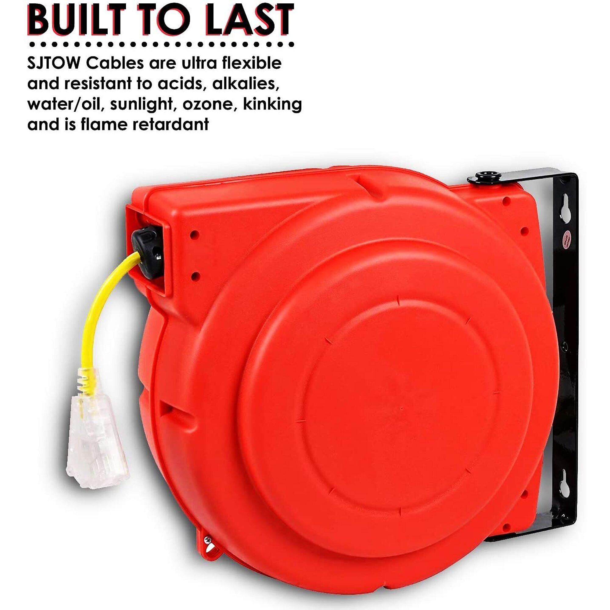 ReelWorks, Extension Cord Reel 12AWG x 80ft., Length 80 ft, Cable Gauge ...