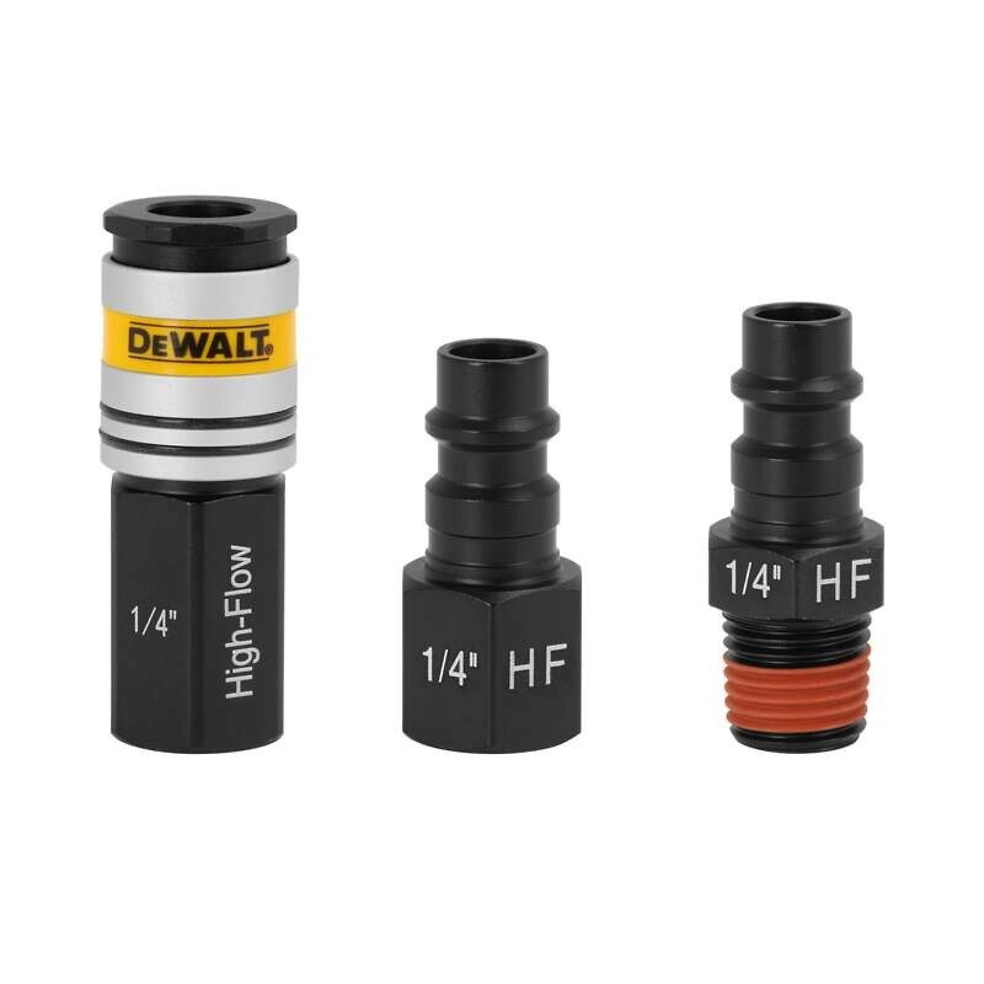 DEWALT, 3pc High Flow Couplers Plugs 1/4in. NPT, Coupler Size 1/4 in ...