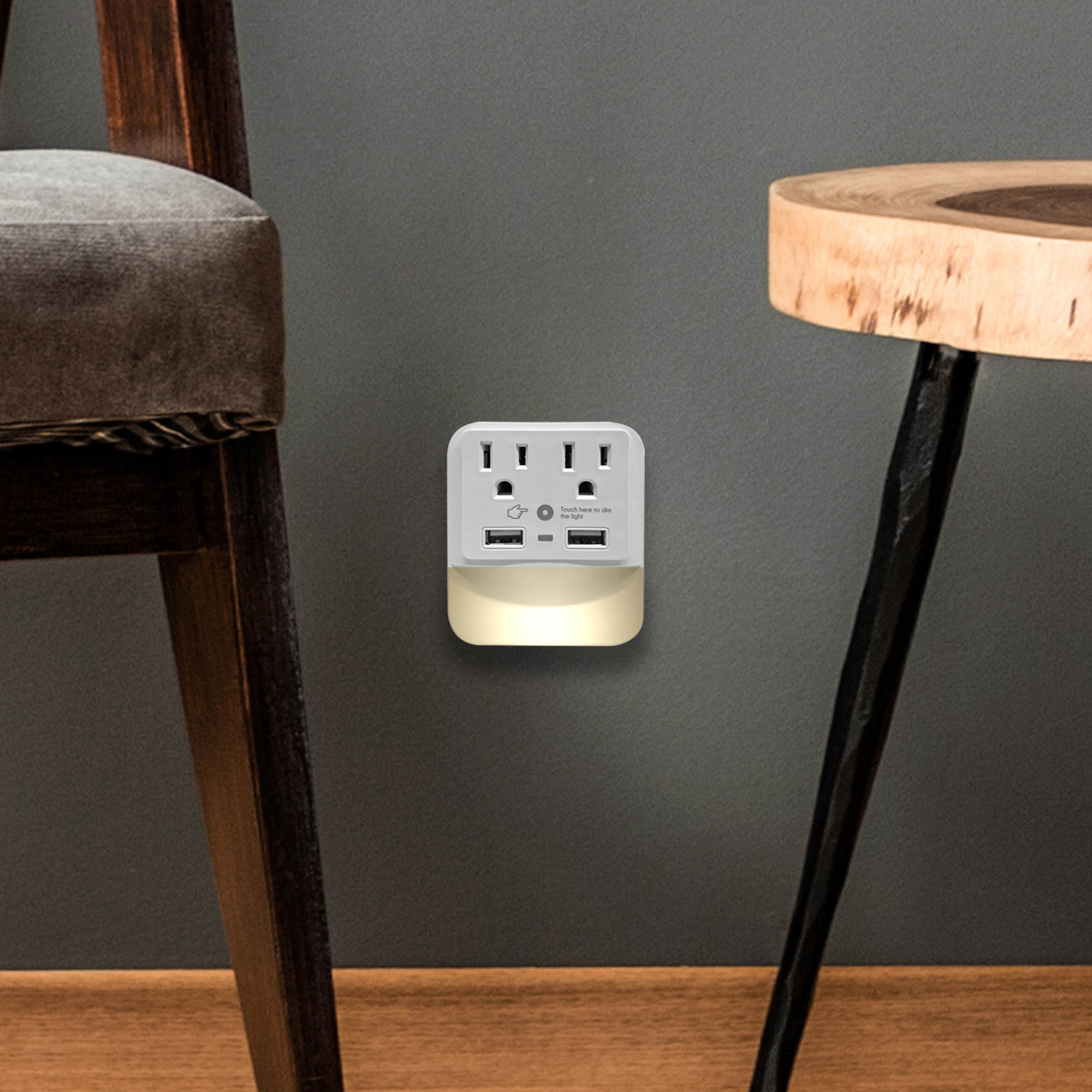 Lifeware, CIAO Tech 2 Outlet 2 USB with LED Light- White, Model ...