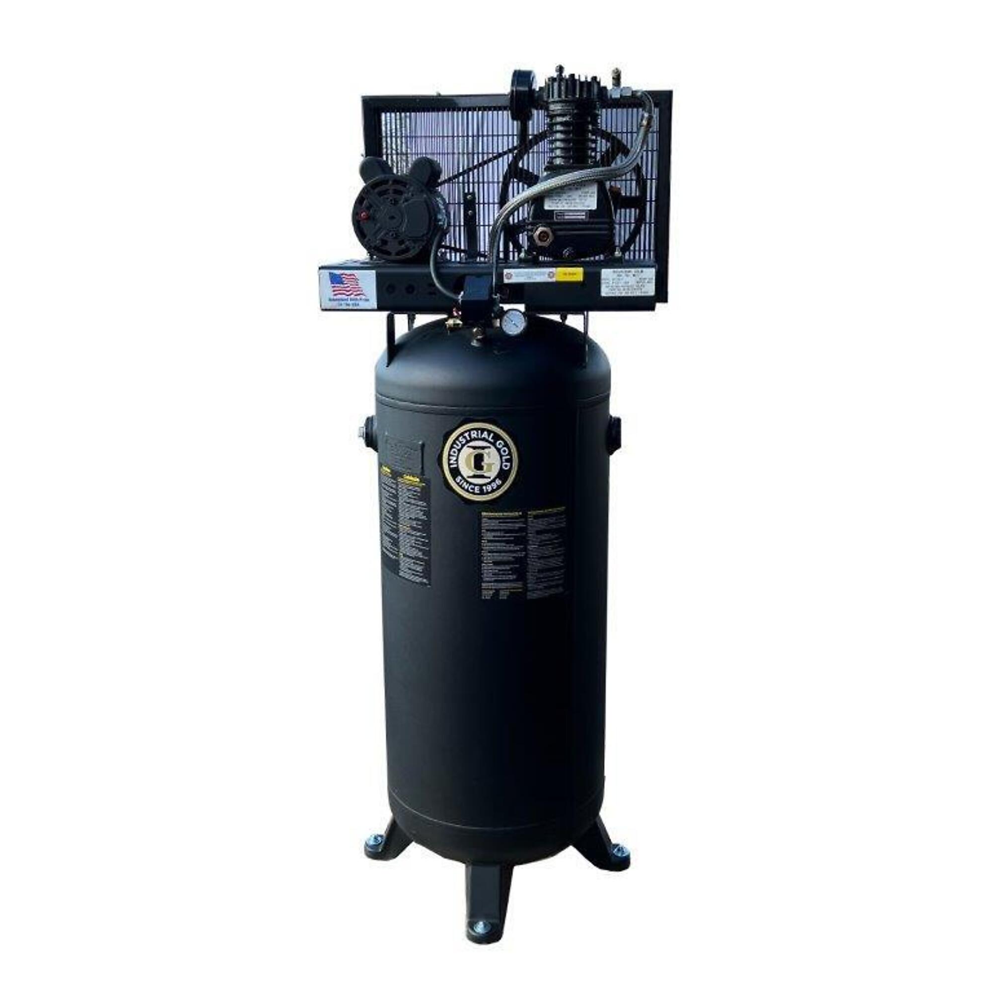 Industrial Gold Air Compressor - 3.5 HP, 60 Gal. Tank, 12 CFM @ 125 PSI ...