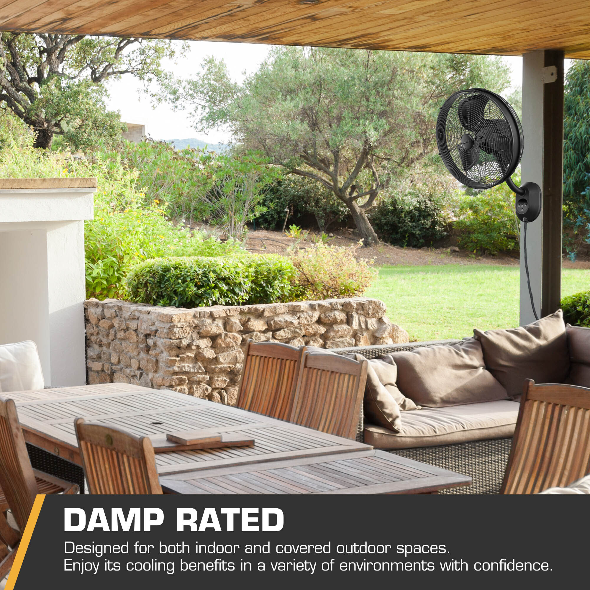 Mule, Mule Outdoor Oscillating Wall Fan XL with Remote, Fan Type Wall ...