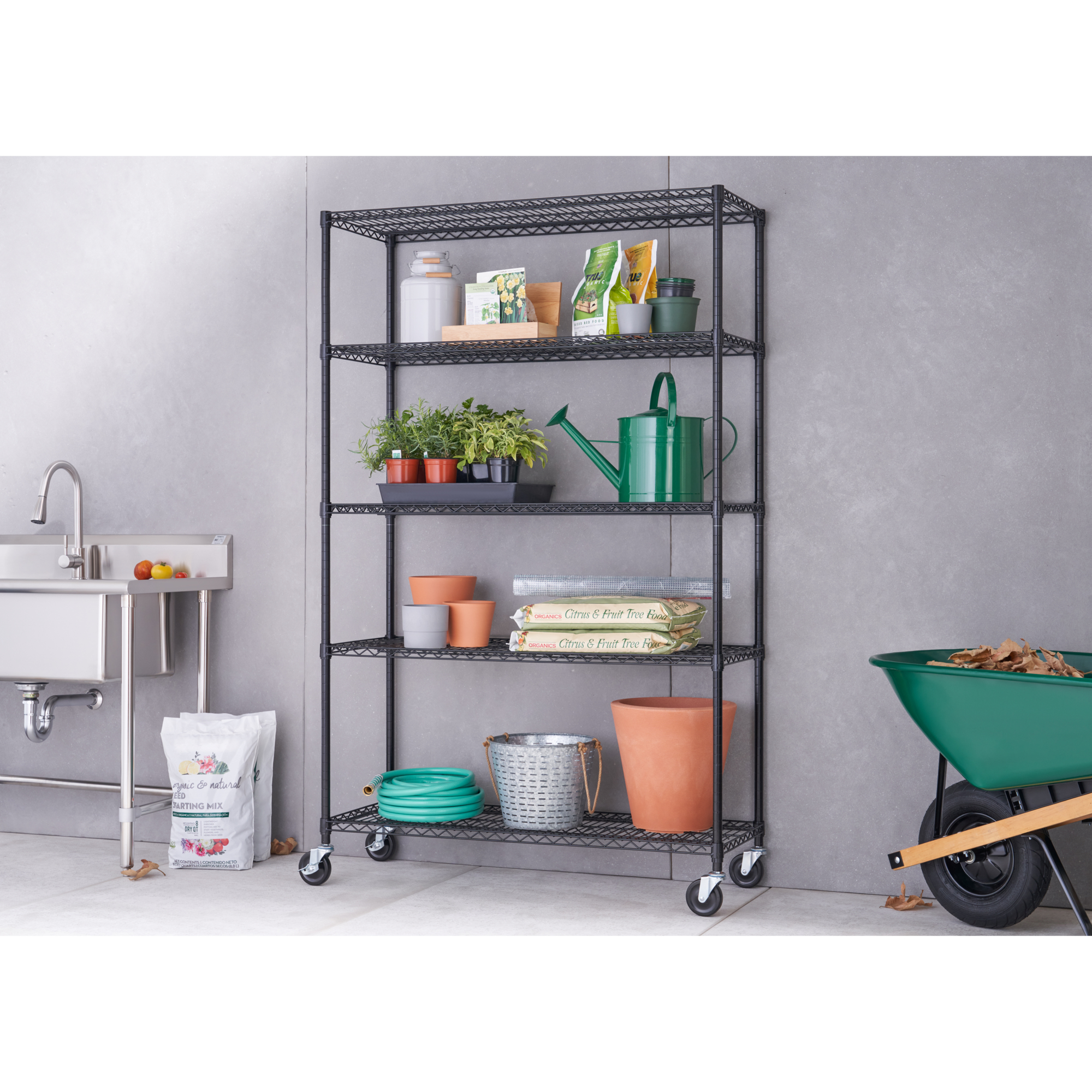 TRINITY 5-Tier Outdoor Wire Shelving Rack, 48in. x 18in. x 72in., Model ...