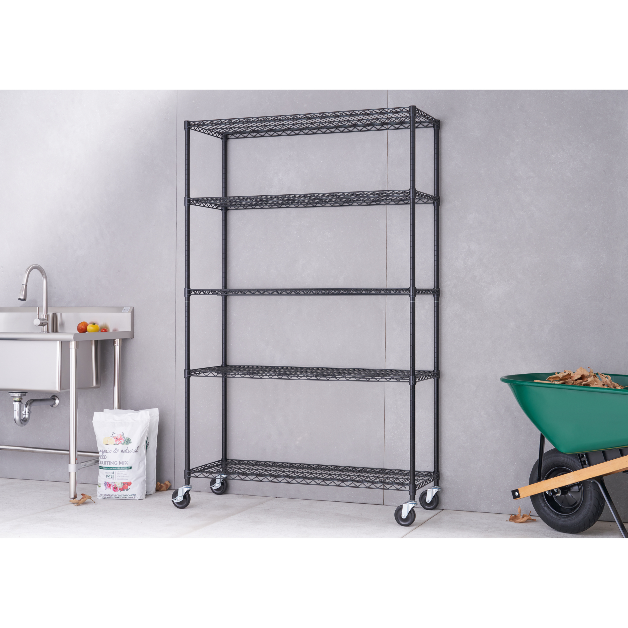 TRINITY 5-Tier Outdoor Wire Shelving Rack, 48in. x 18in. x 72in., Model ...