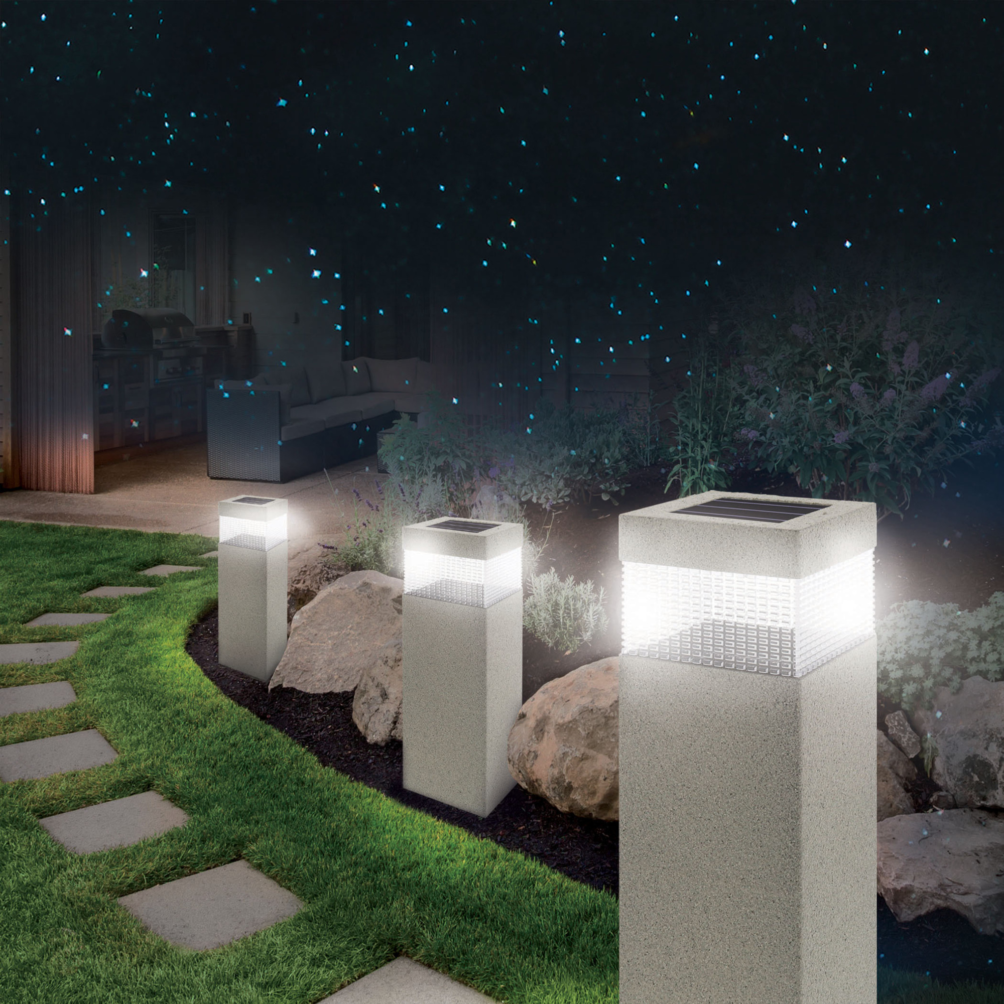 iZoom, Solar Faux Round Concrete Light, Model# WMSR12006 | Northern Tool