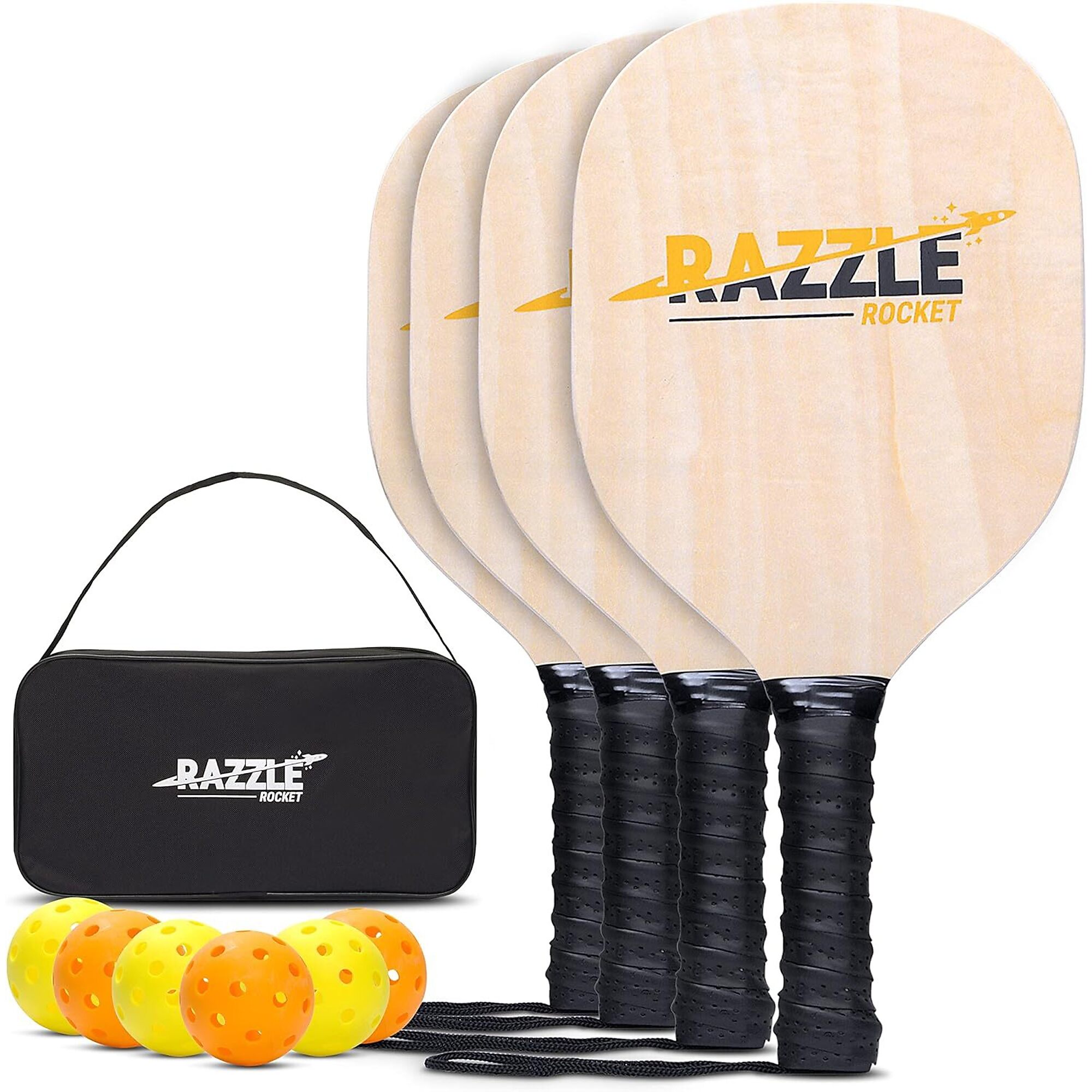 RAZZEL ROCKET, Wooden Pickleball Paddle 4 Pack, Model# 5000001342 ...