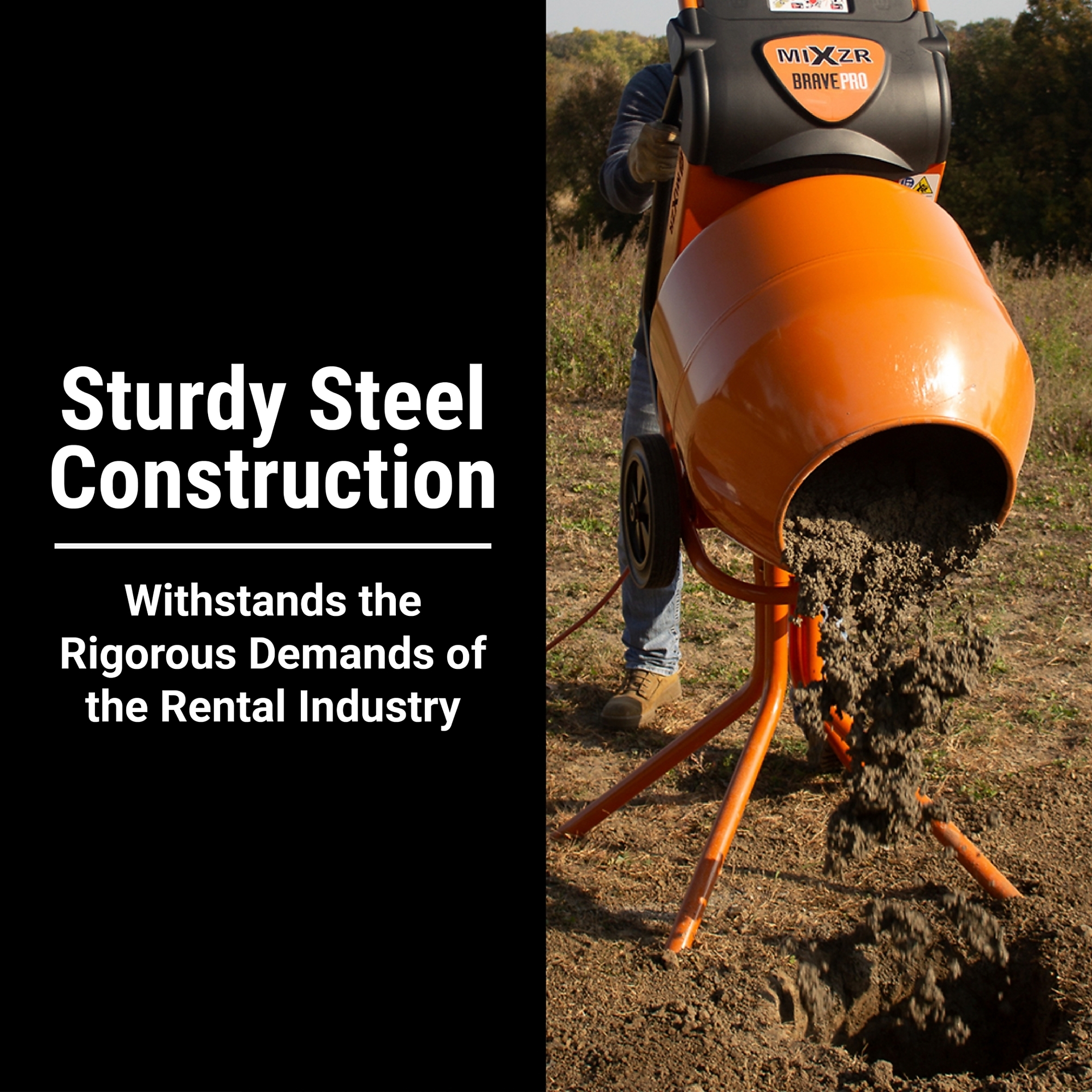 Bravi, Brave MIXZR Direct Drive Cement Mixer, Drum Capacity 5.5 ft³ ...