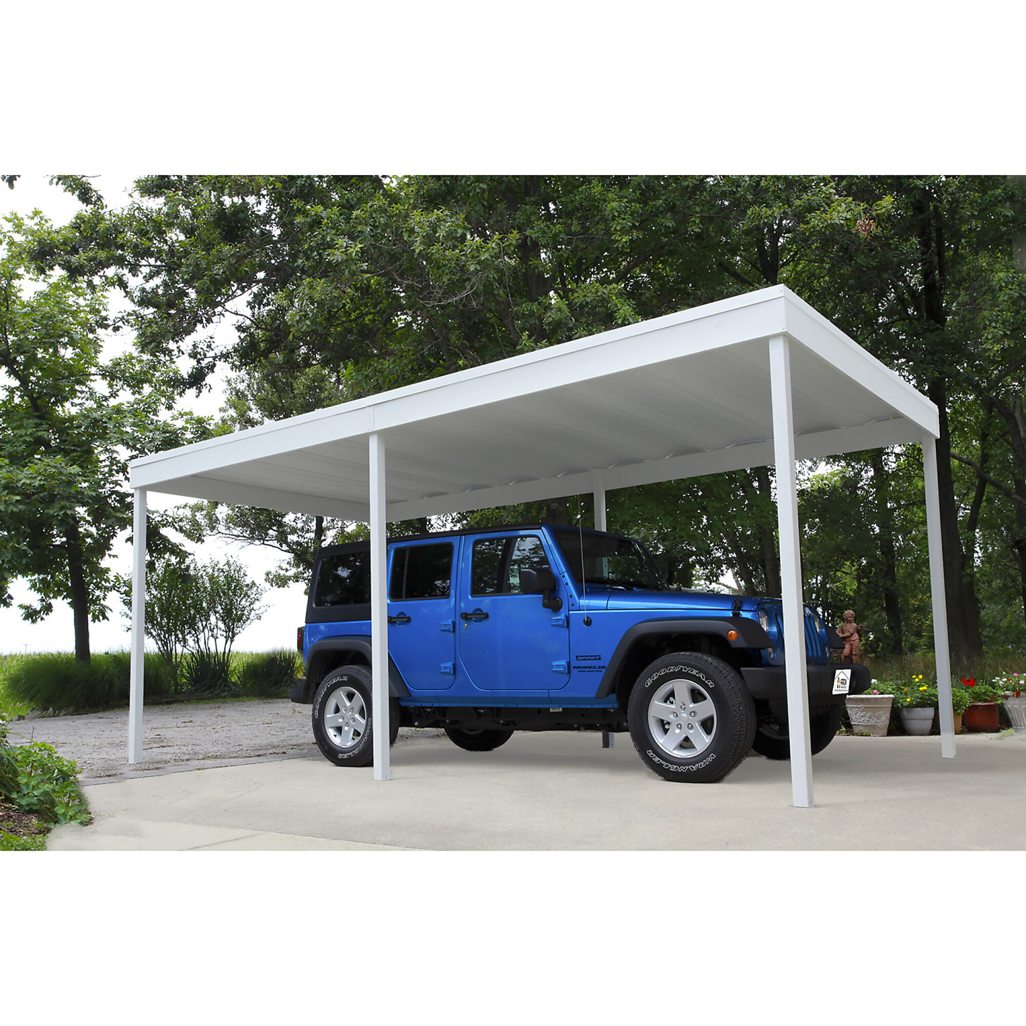 Arrow, Arrow Carports Galvanized Steel Carport, with 2-Si, Width 120.88 ...