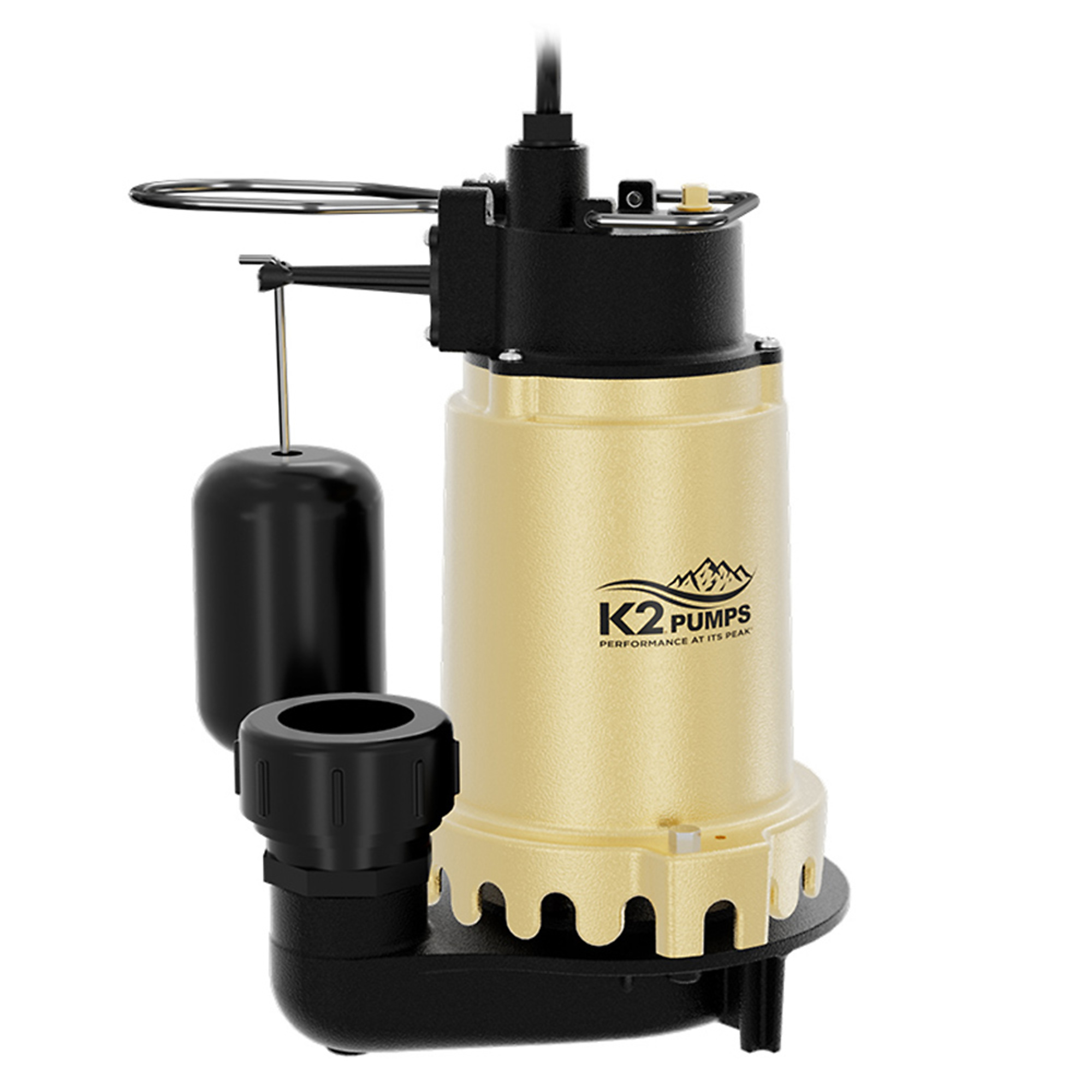 K2 PRO 1/3 HP Cast Iron Sump Pump with Snap Action, Max. Flow 4000 GPH, Port Size 1.5 in, Model ...