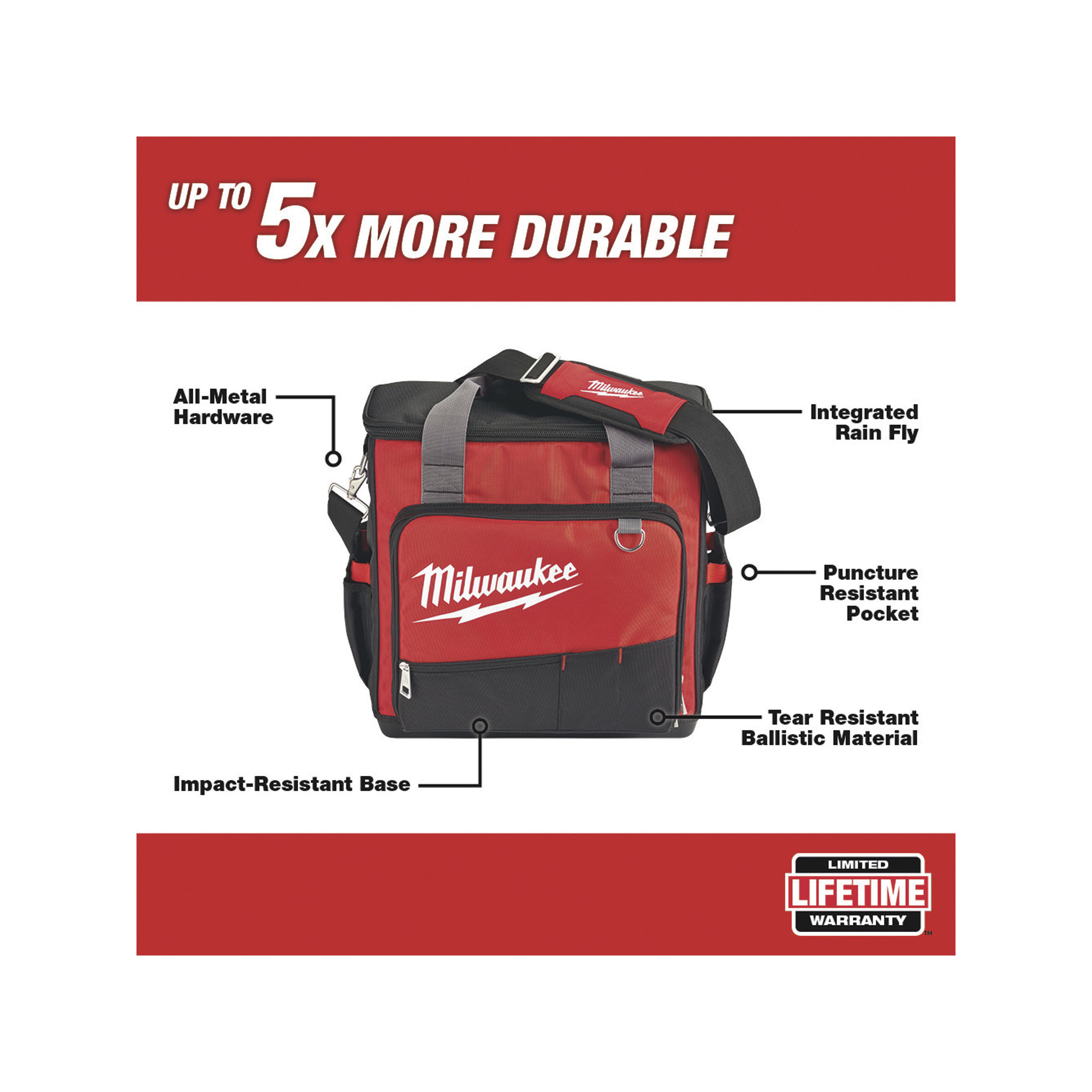 Milwaukee Jobsite Tech Bag, 17in.W x 11in.D x 17in.H, Model# 48-22-8210 ...