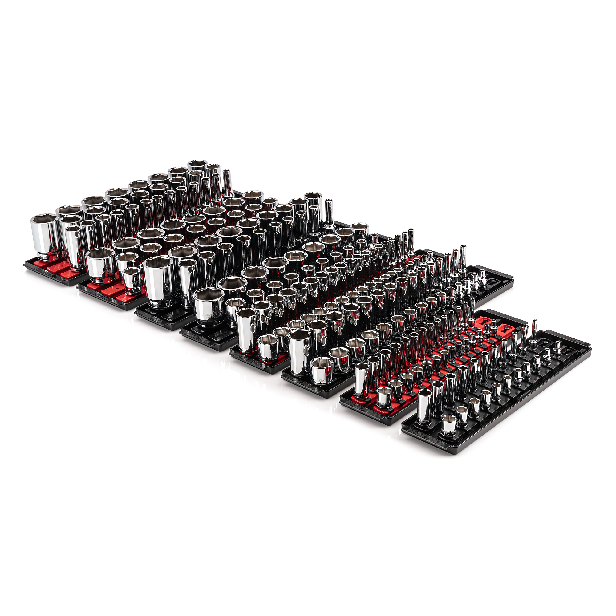 Tekton, 214pc 1/4 3/8 1/2in. Dr 6-Pt Socket Set w/Rails, Pieces (qty ...