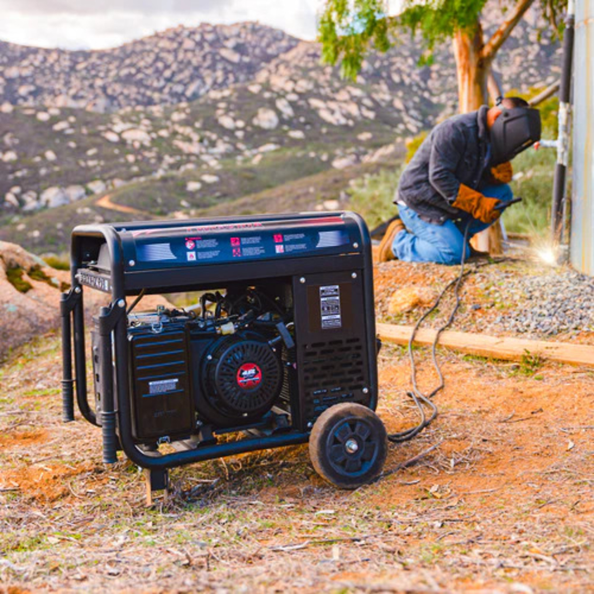 Tomahawk Welder Generator - 120 Volts, 210 Amps, Gas Engine, Wheel Kit ...