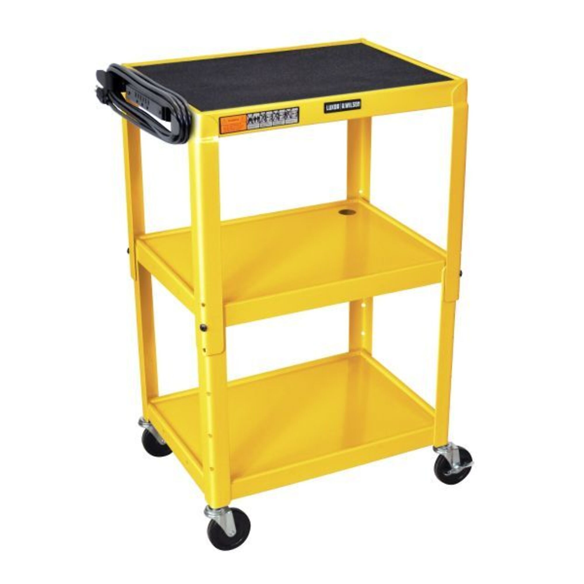 Luxor, Adjustable-Height Steel Utility Cart - Yellow, Total Capacity ...