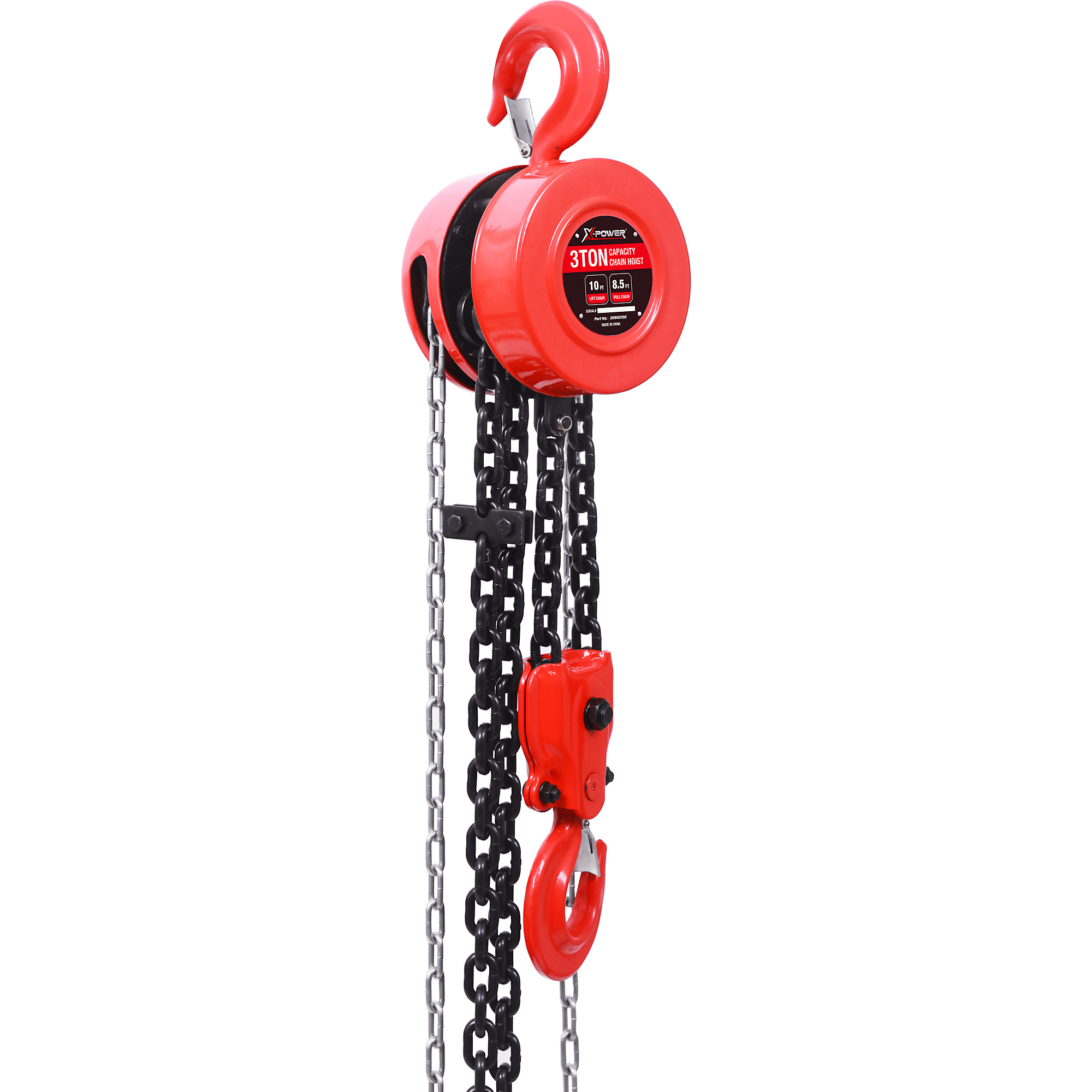 XPower, 3 Ton 10ft. Lift Chain 8.5ft. Pull Chain, Capacity 6000 lb ...