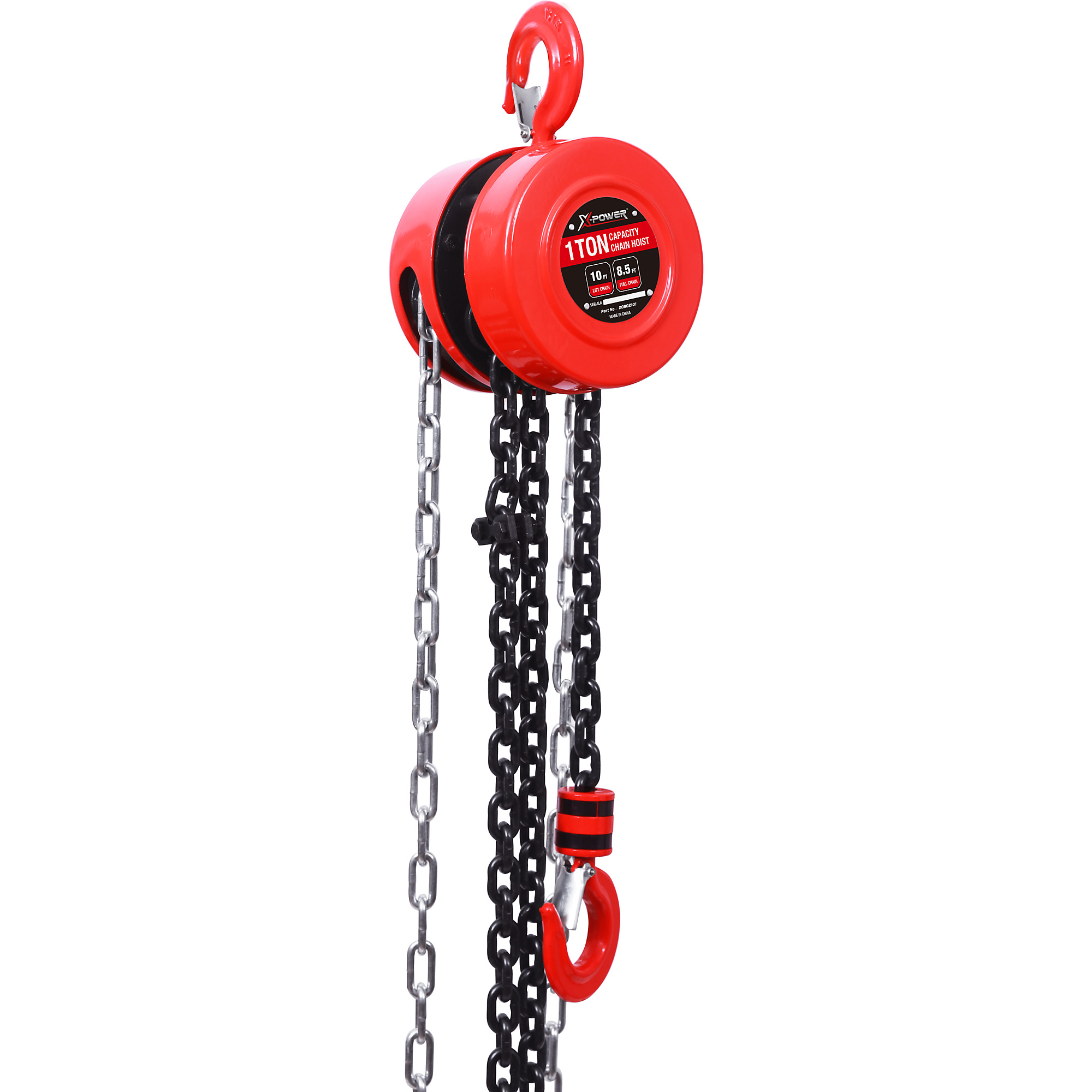 XPower 1 Ton Chain Hoist - 10ft. Lift, 8.5ft. Pull Chain, 2000-Lb ...