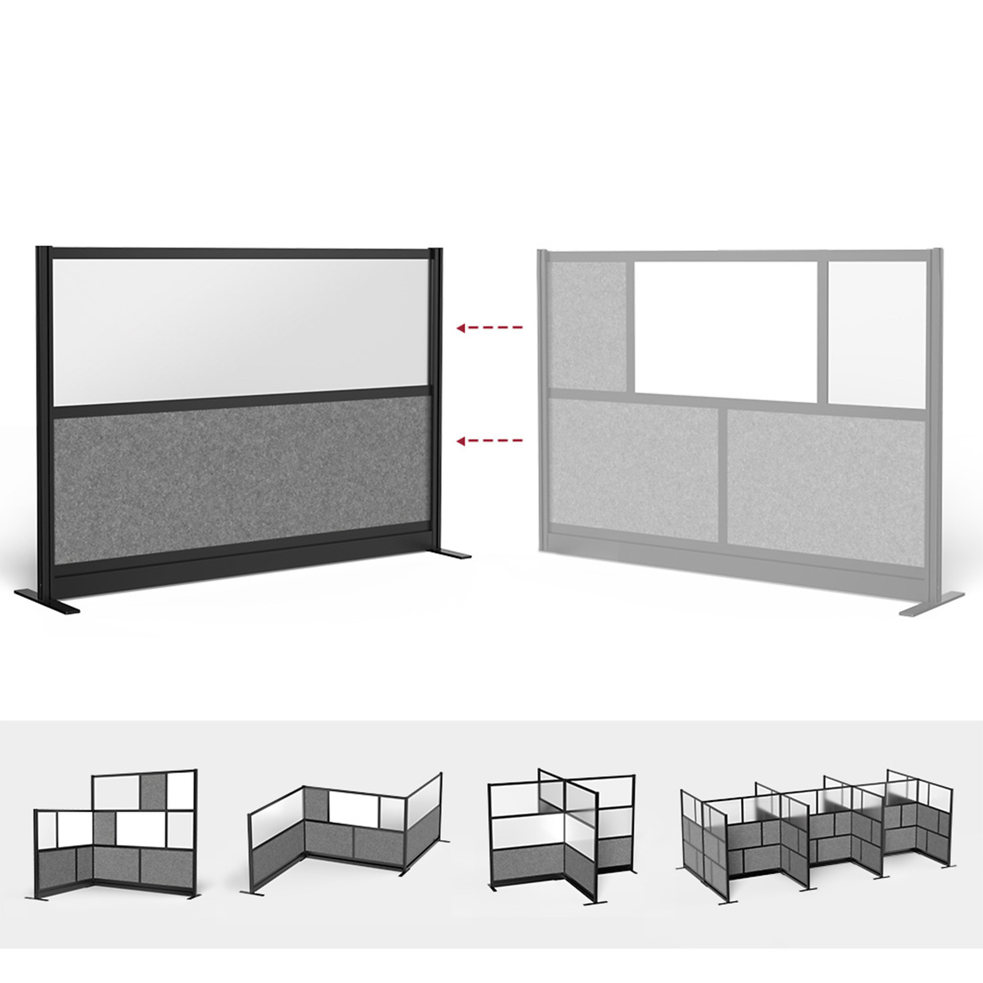 Luxor Modular Room Divider System - 70in. x 48in., Black Frame ...