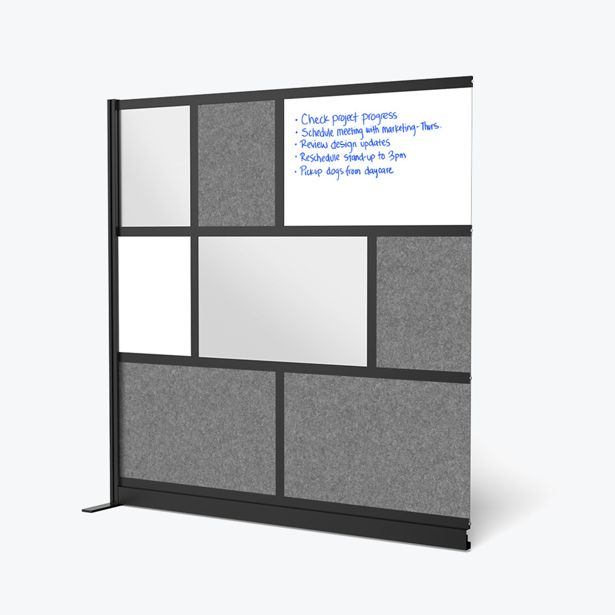 Luxor Modular Wall Divider System - 70in. x 70in., Black Frame, Polypropylene/PET Polyester ...