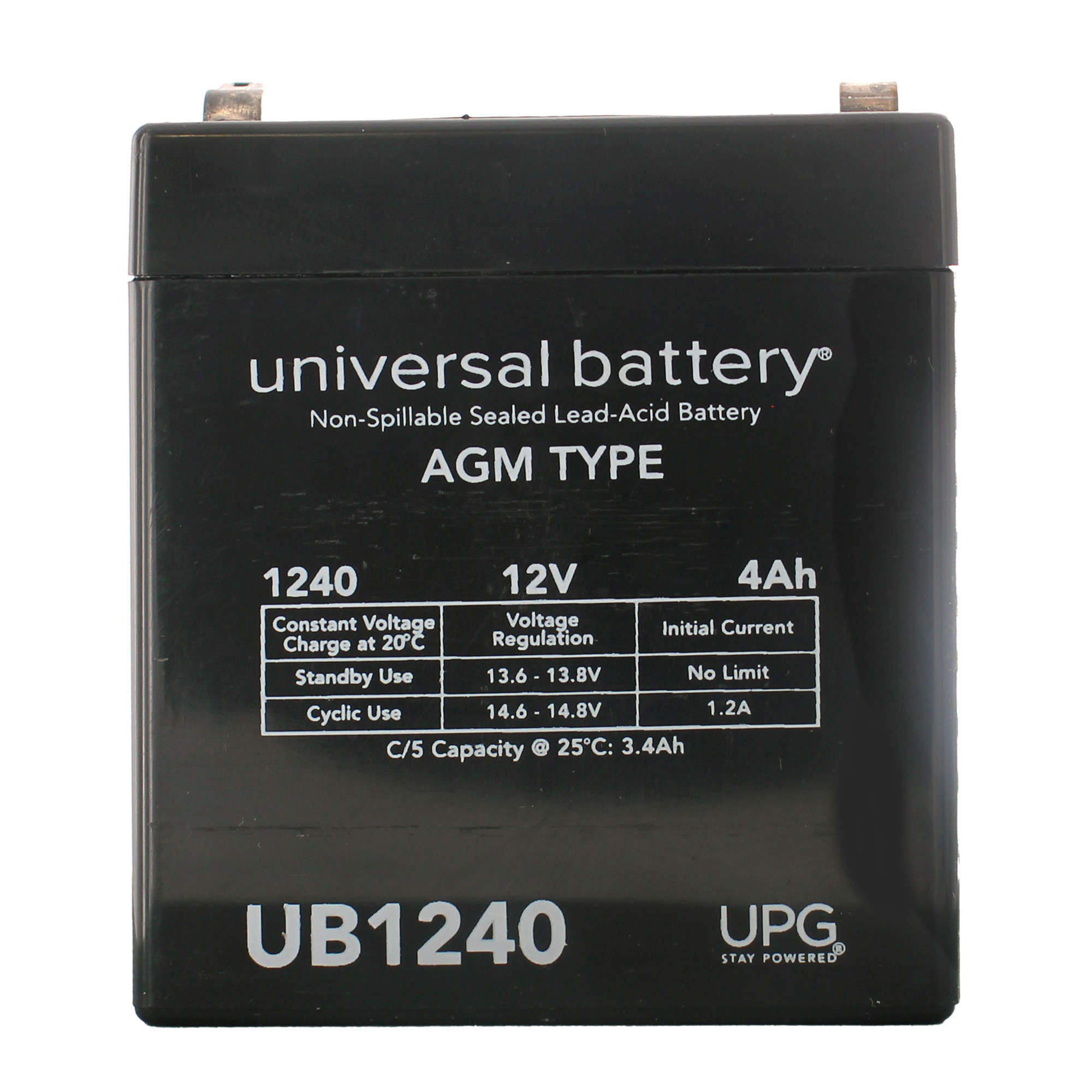 UPG, 12V 4Ah Battery F1 tabs, Volts 12 Amp Hours 4 Model# 45650 ...