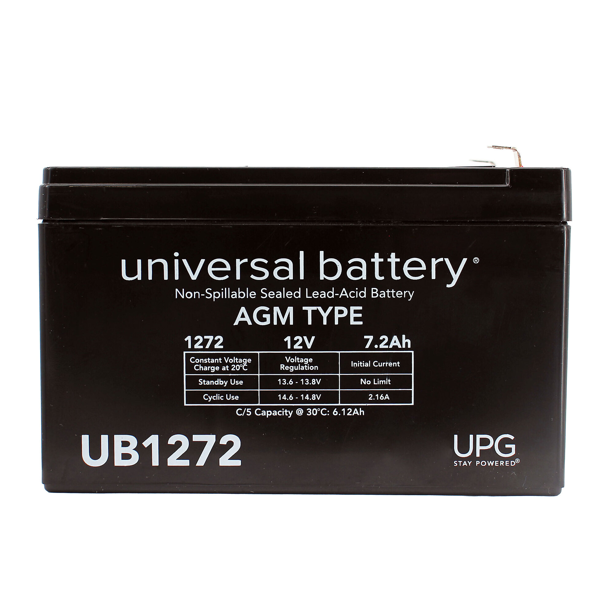 UPG, 12V 7.2Ah Battery F1 tabs, Volts 12 Amp Hours 7.5 Model# 40760 ...