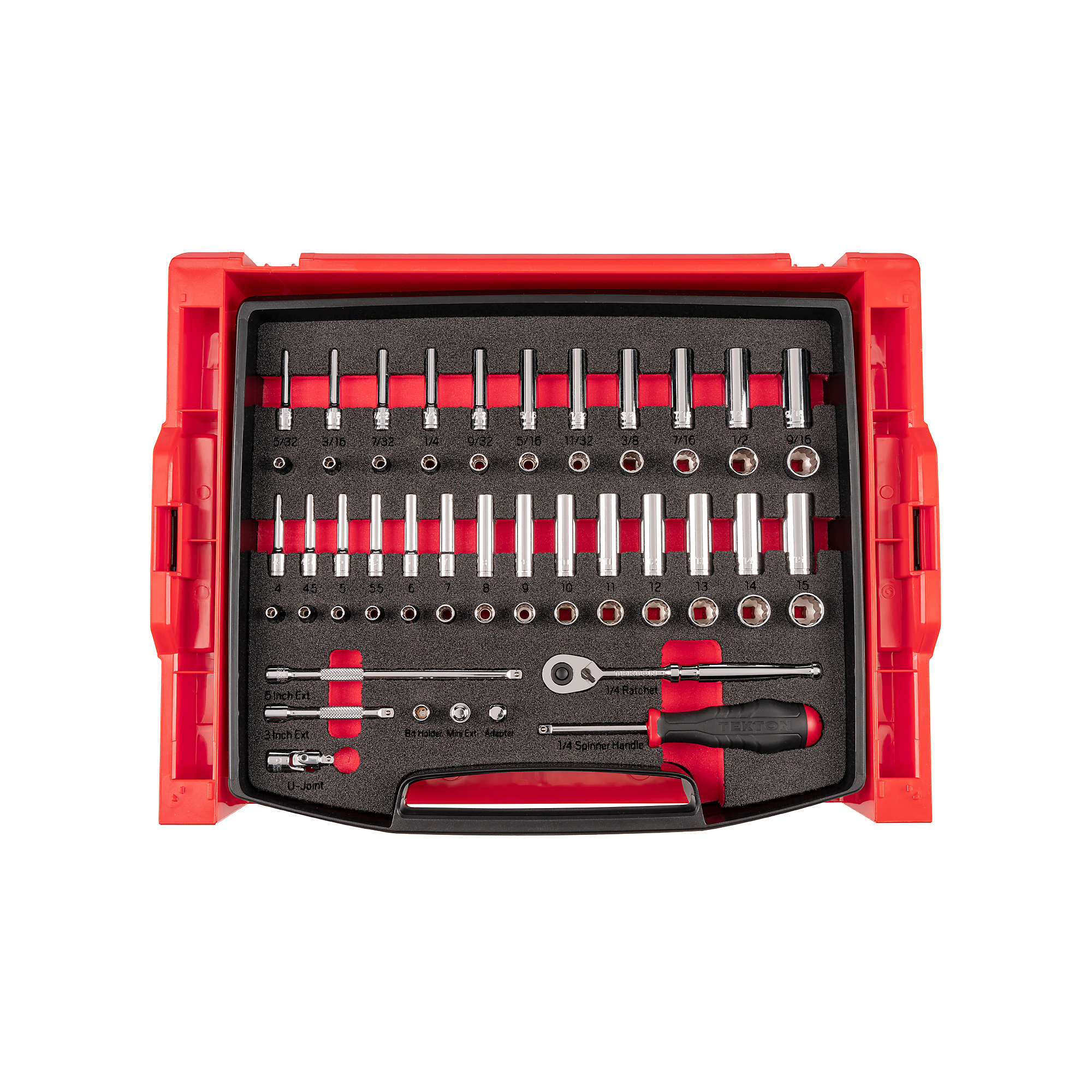 Tekton, 1/4in. Drive 12-pt Socket/Ratchet Set (SAE/Metric), Pieces (qty ...