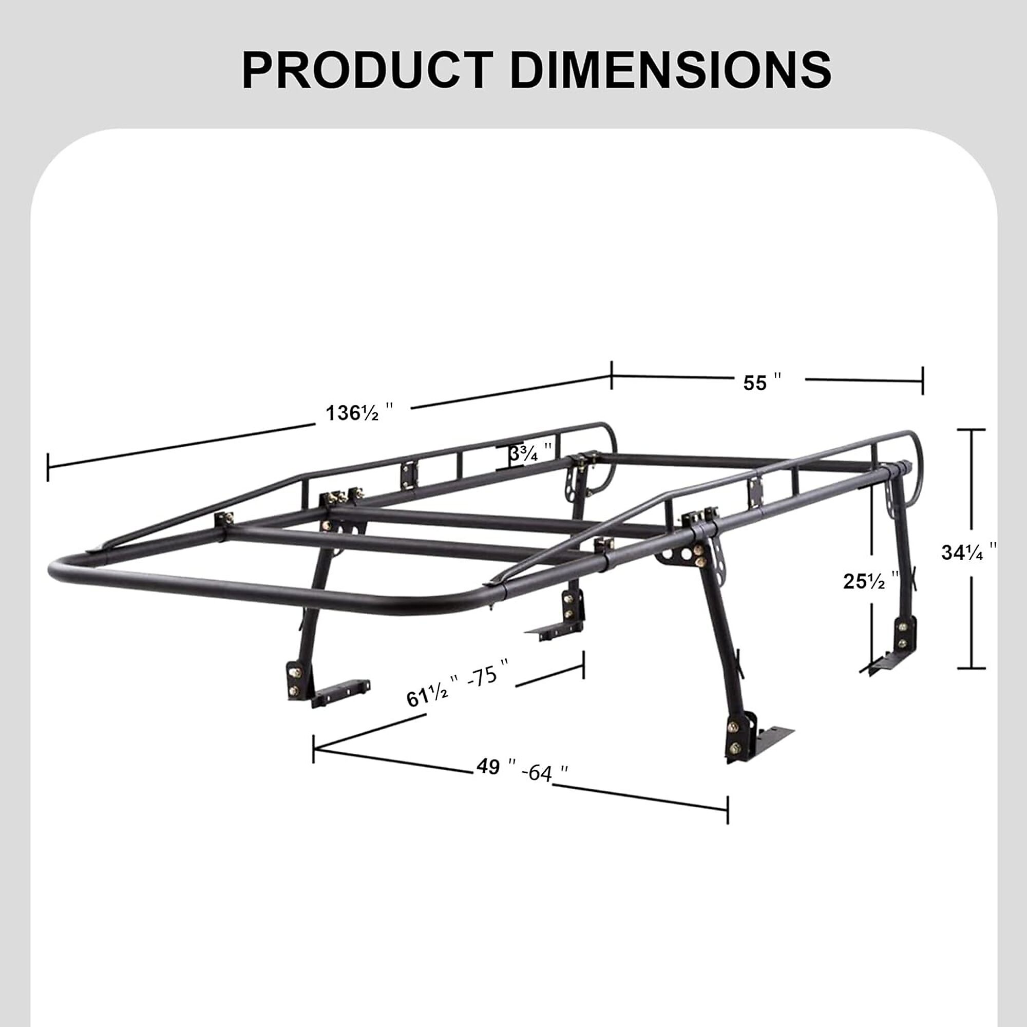 Rockland Full-Size Truck Rack - 800-Lb. Capacity, Steel, No-Drill ...