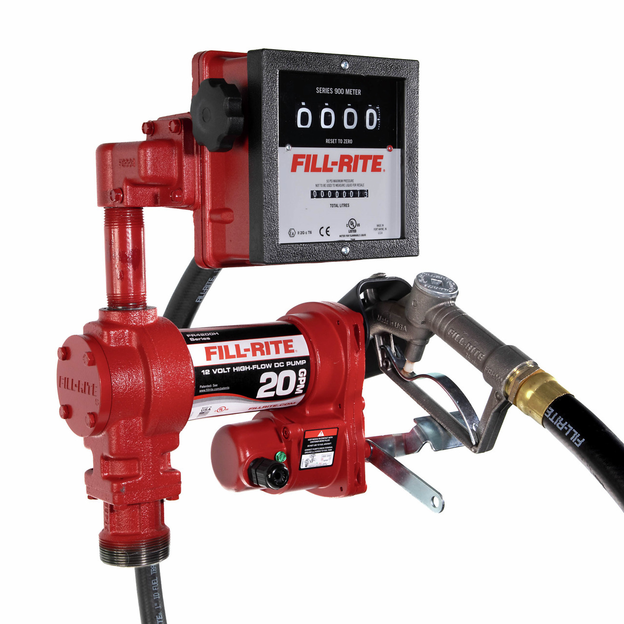 Fill-Rite, 12V DC 20 GPM Fuel Transfer Pump Kit, GPM 20 Volts 12 Nozzle ...