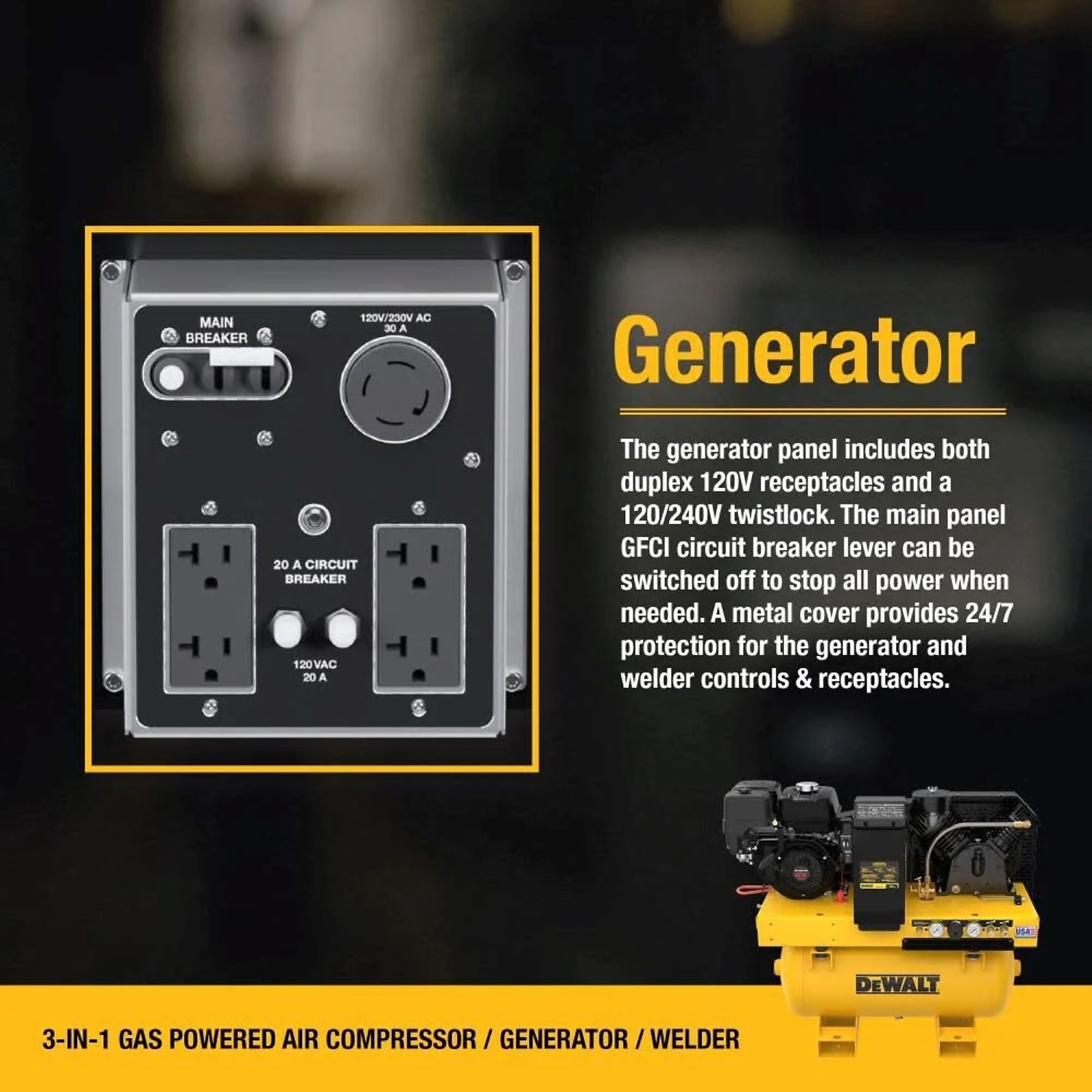 DEWALT 3-in-1 Welder Generator Air Compressor - 8 HP, 30 Gal., 5500W ...