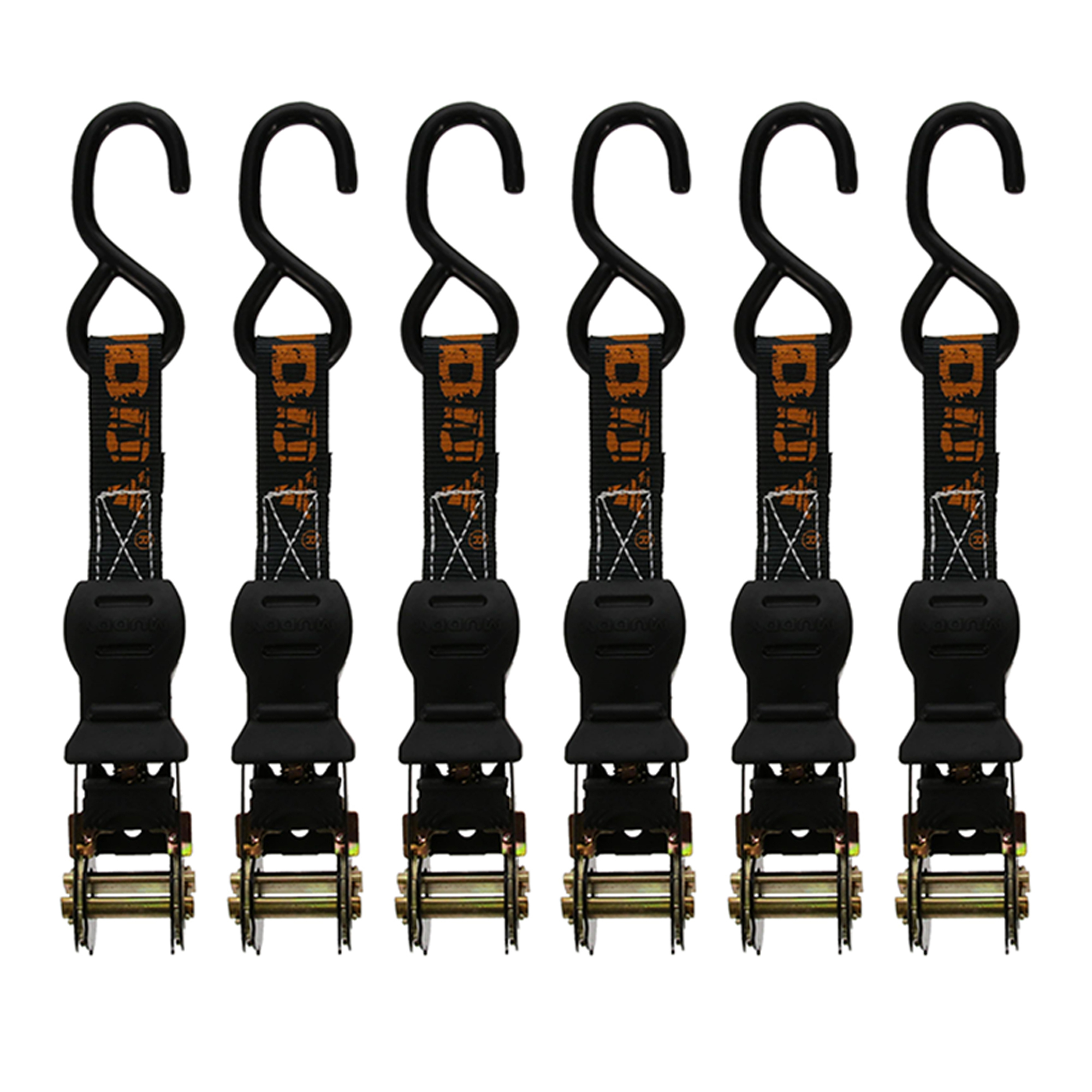 Muddy, Durable Ratchet Straps with Coated S-Hooks, 6-Pack, Working Load ...