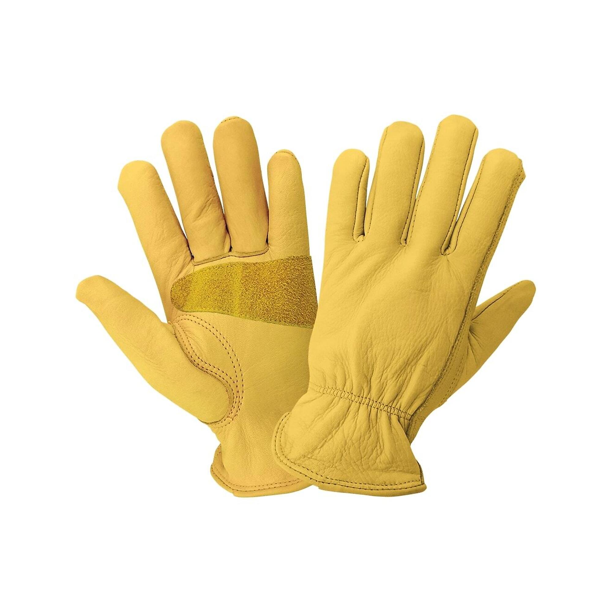 Global Glove, Premium Grain Cowhide Leather Gloves - 12 Pairs, Size XL, Color Gold, Model# 3100 ...