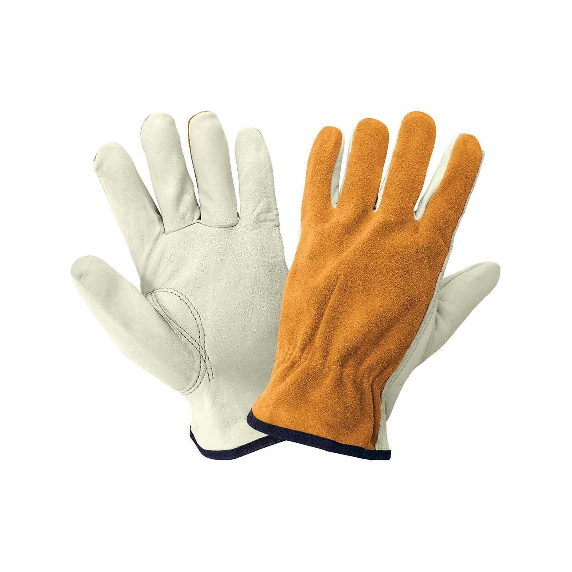 Global Glove, Prem Cowhide Leather Palm Back Drivers Gloves - 12 Pairs, Size 2XL, Color Tan ...