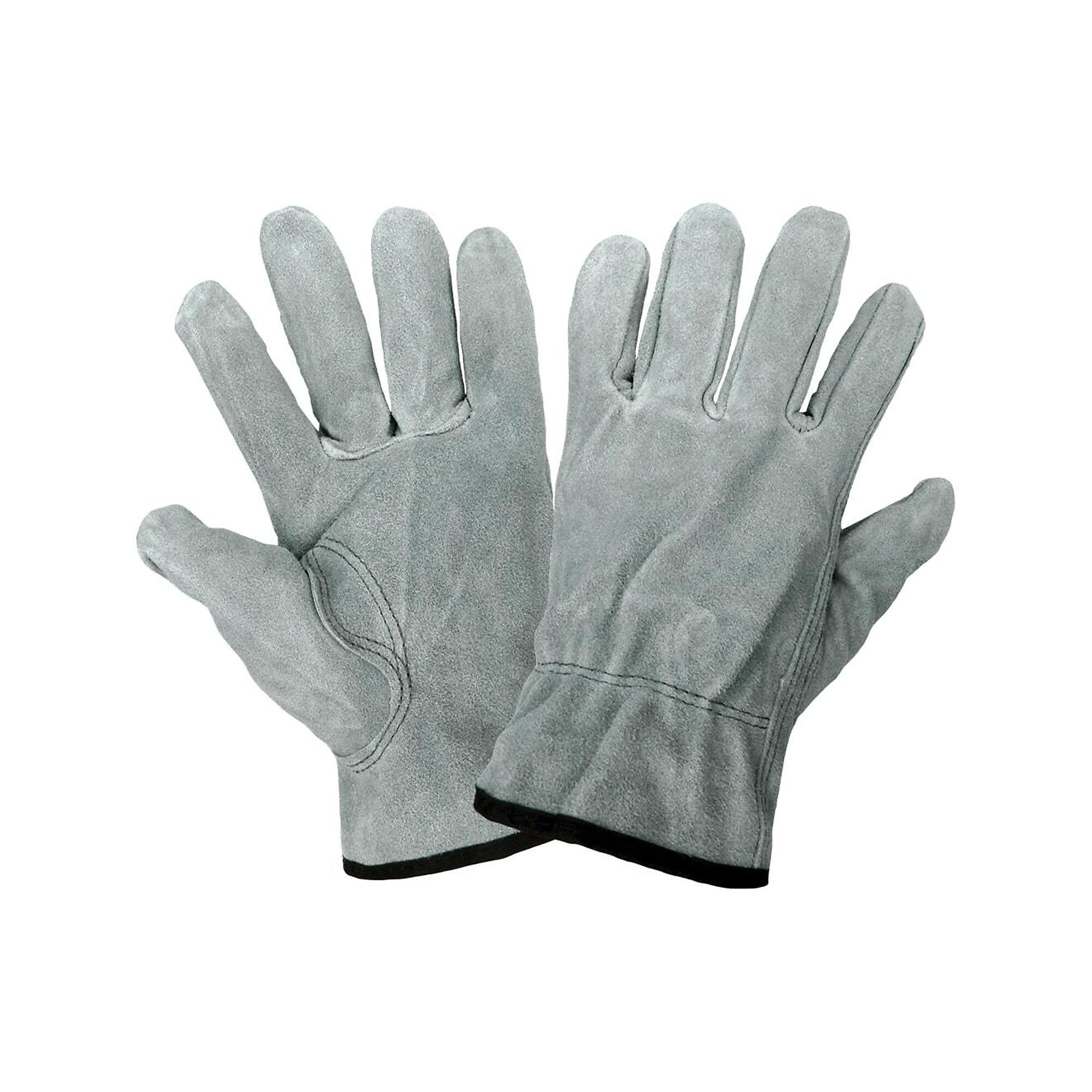 Global Glove, Stand Gray Cowhide Leather Drivers Style Gloves - 12 Pairs, Size XL, Color Gray ...
