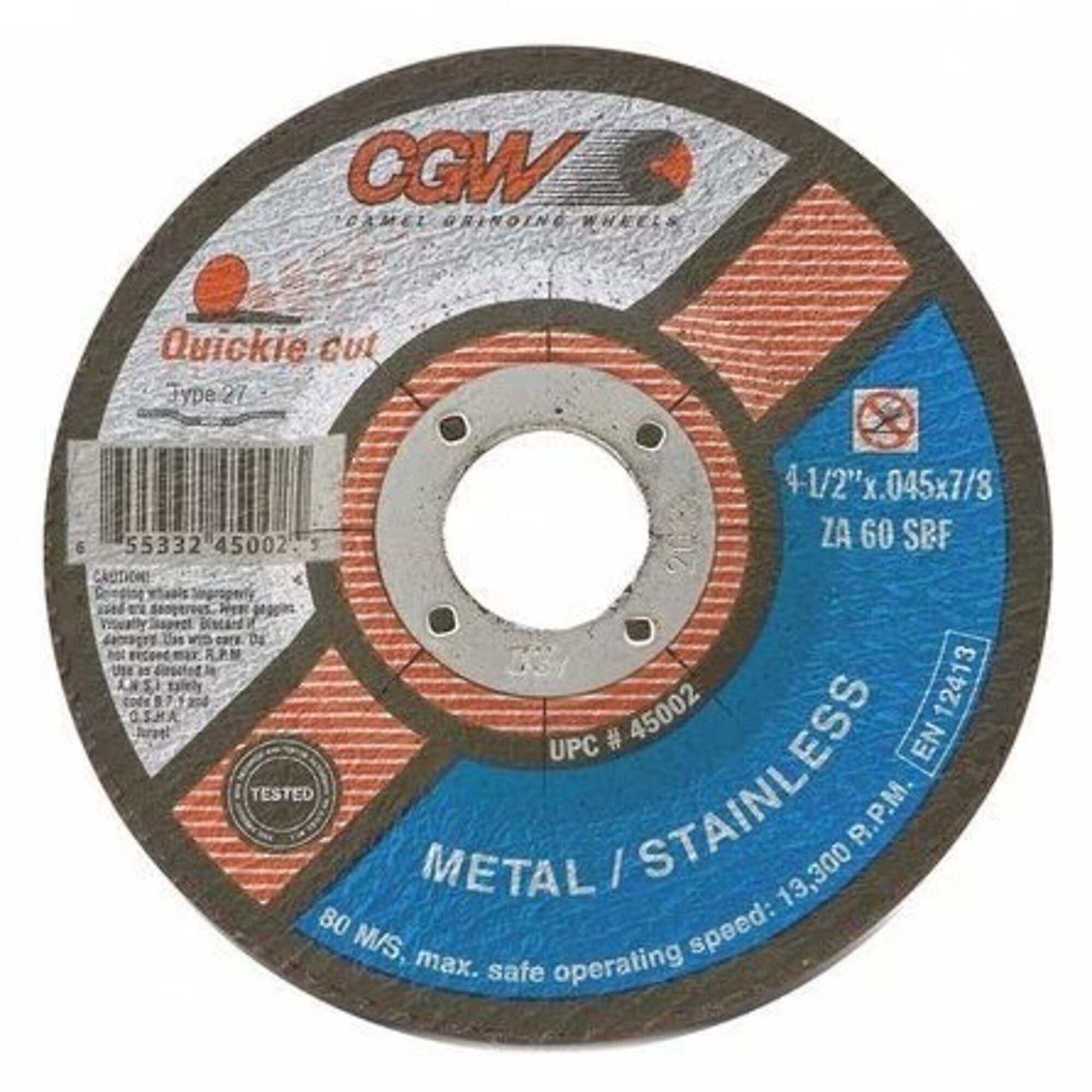 Camel Grinding Wheels, Type 27 .045 Wheels 4.5 X .045 X 7/8 Quickie ...