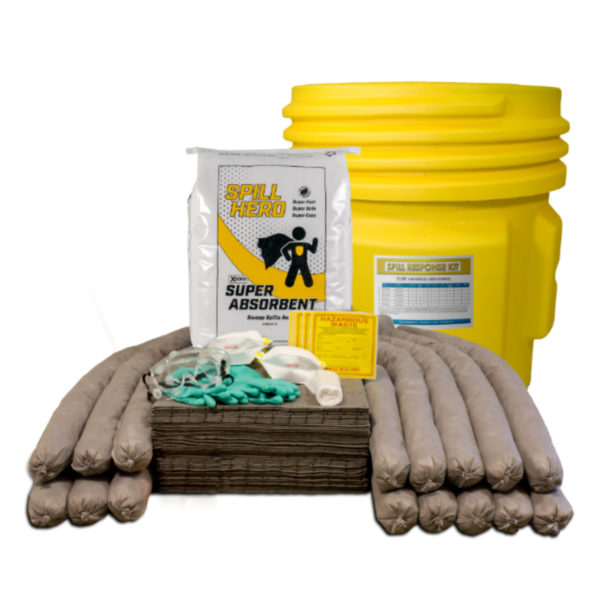 Spill Hero Universal Absorbent Spill Kit - 65 Gal. Overpack Drum, Granular, 47 Gal. Absorption ...