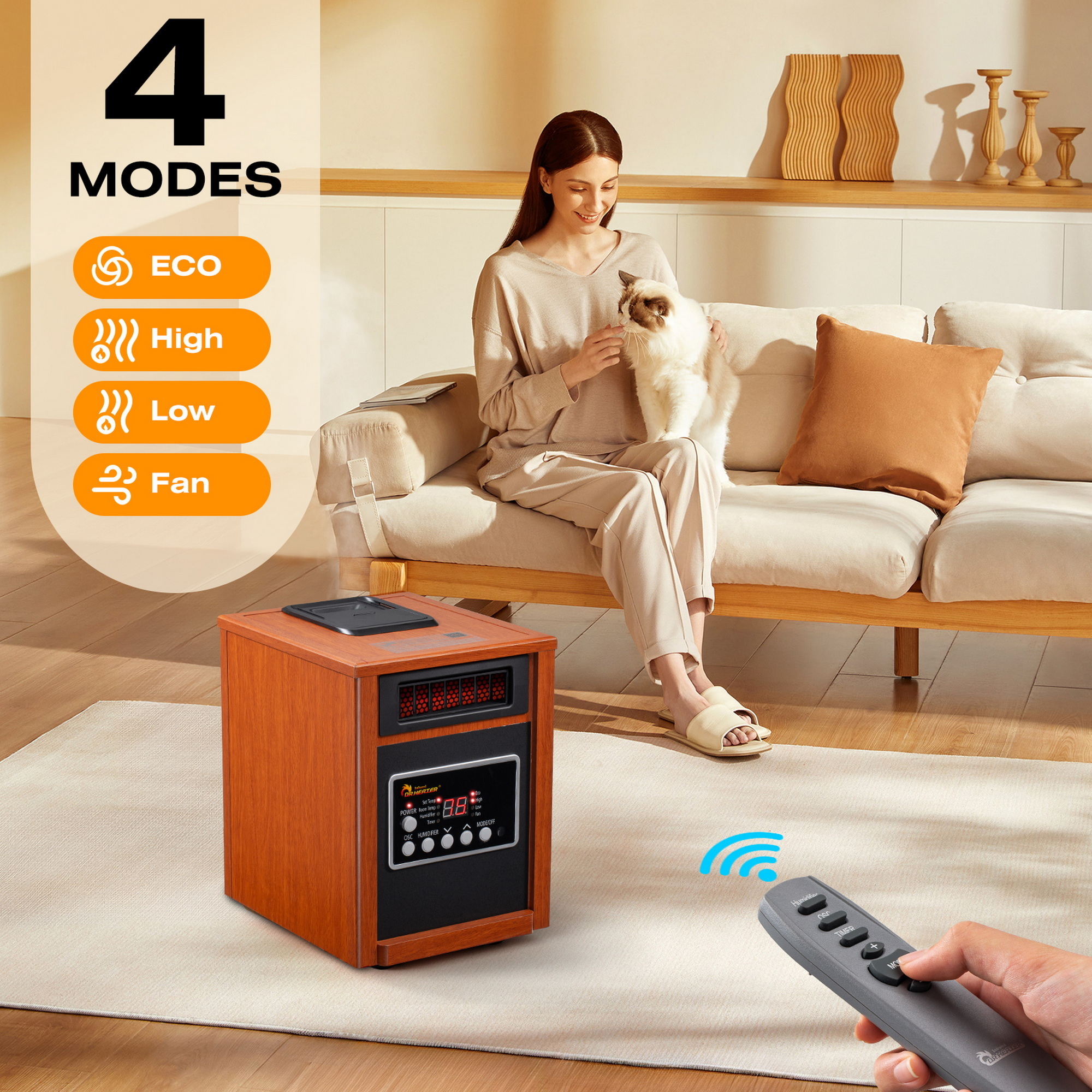 Dr. Infrared Heater, Cherry Dual Heating System with Humidifier, Heat ...