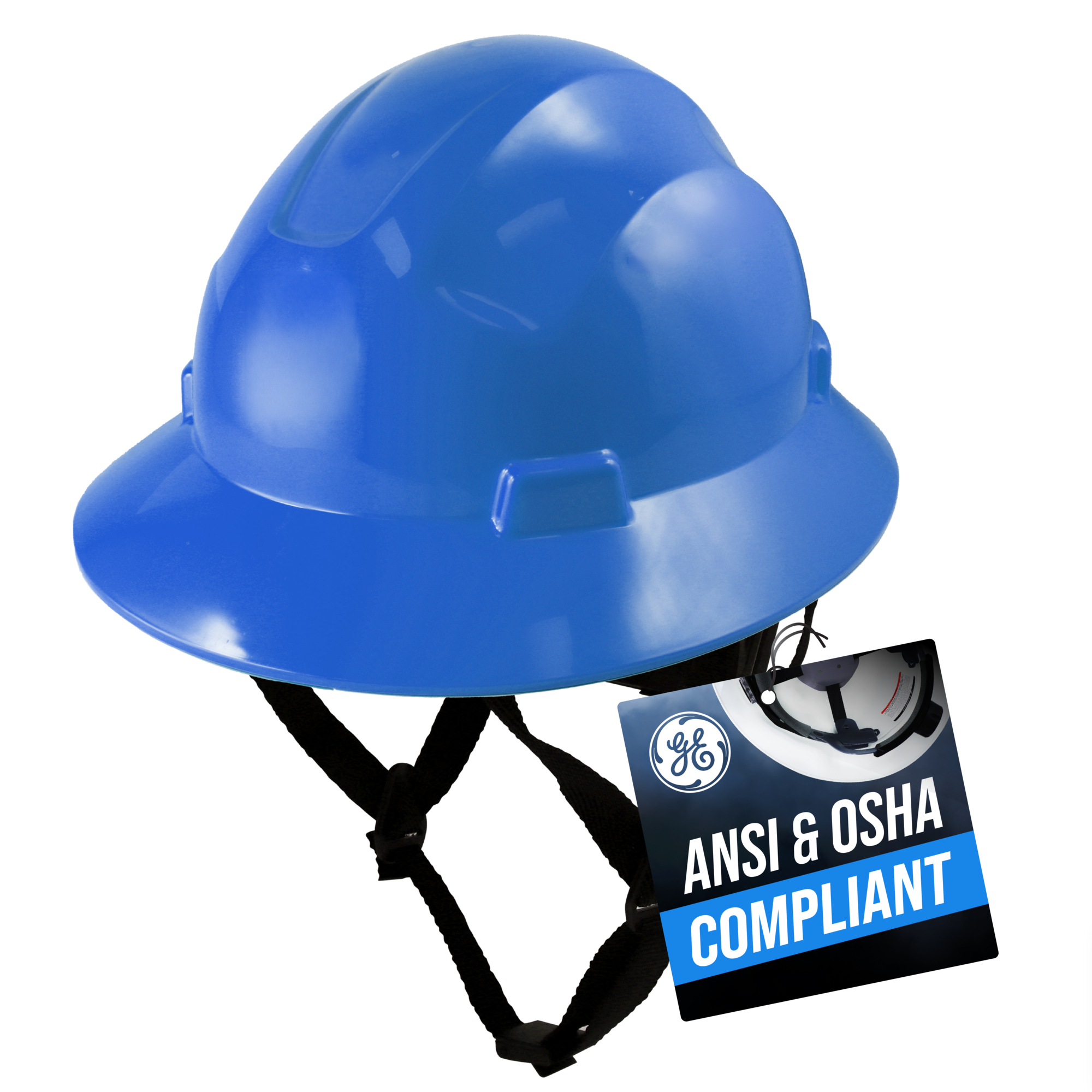 General Electric, BLUE FULL BRIM HARD HAT NON-VENTED, Model# GH329B ...