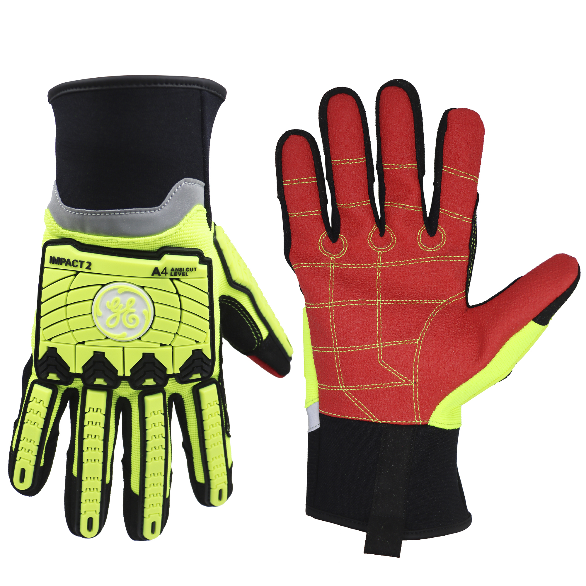 General Electric, OIL GAS IMPACT RESISTANT GLOVES XL, Size XL, Color HI-VIS, Model# GG422XLC ...